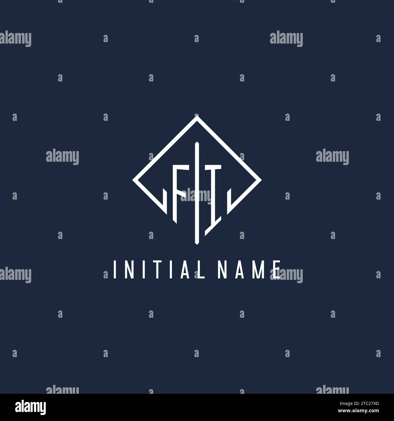 FI initial logo with luxury rectangle style design vector graphic Stock ...