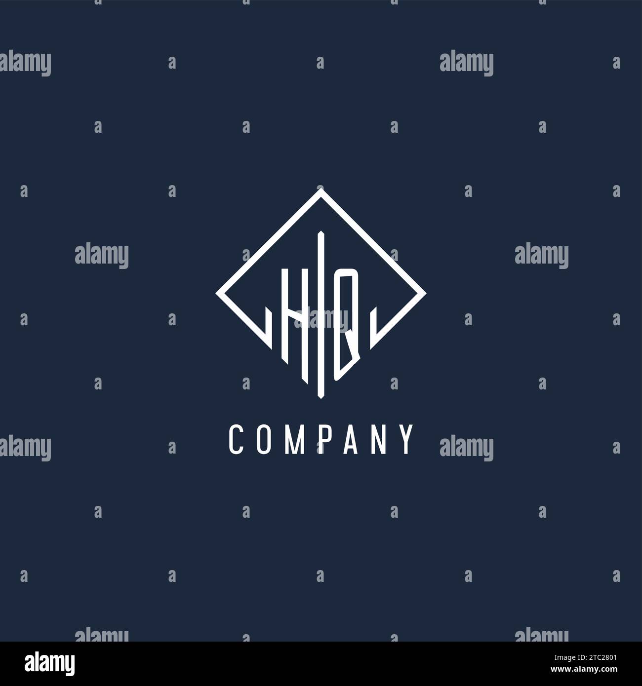 HQ initial logo with luxury rectangle style design vector graphic Stock ...