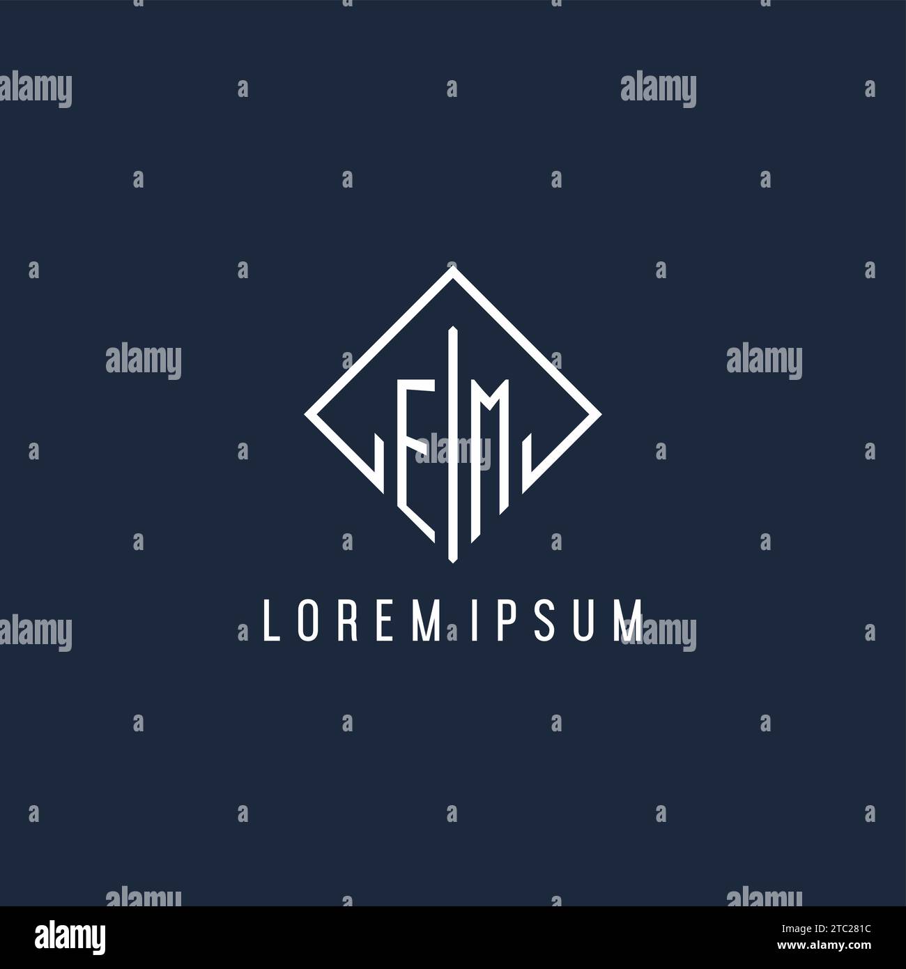 EM initial logo with luxury rectangle style design vector graphic Stock ...