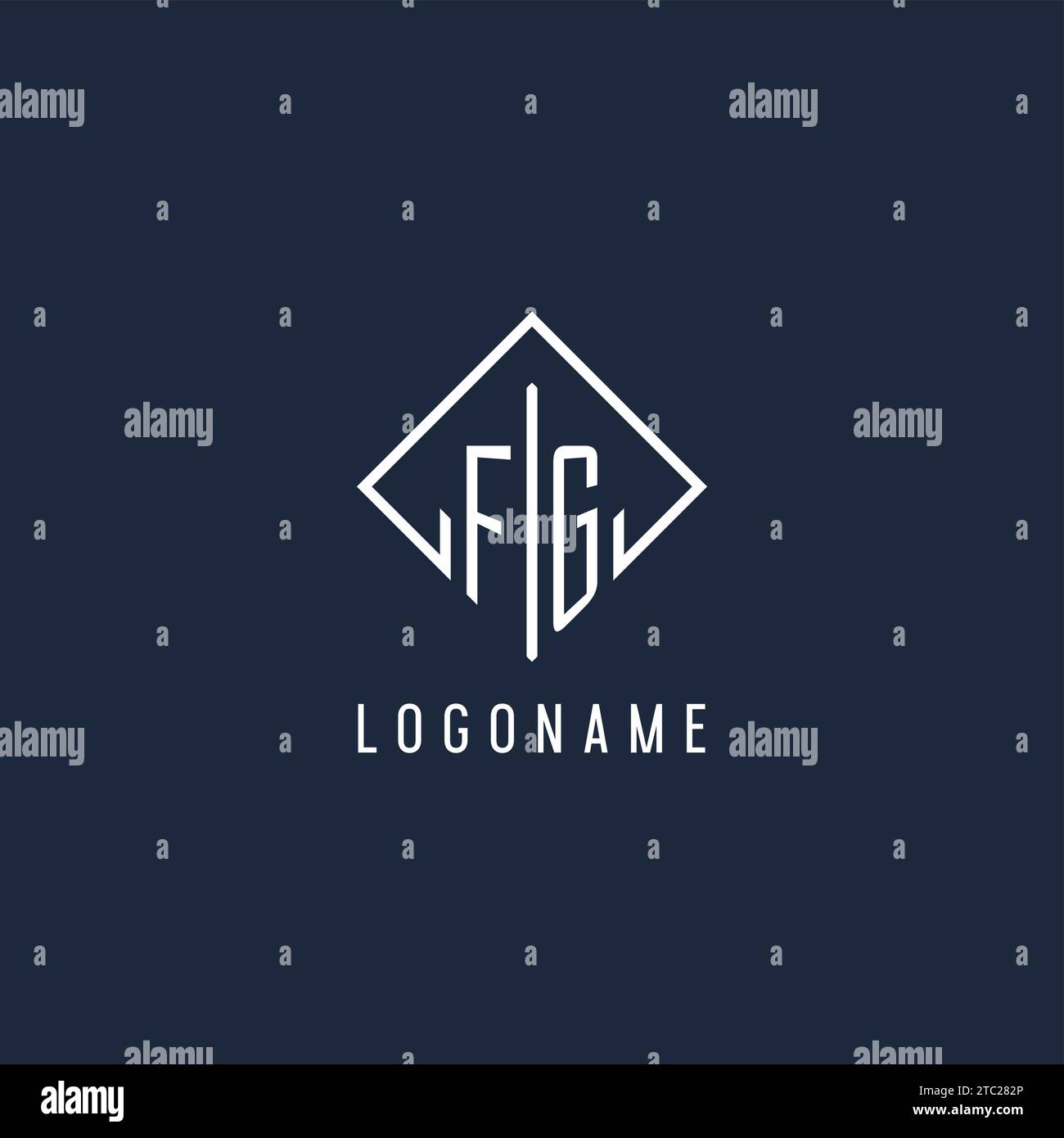 FG initial logo with luxury rectangle style design vector graphic Stock ...