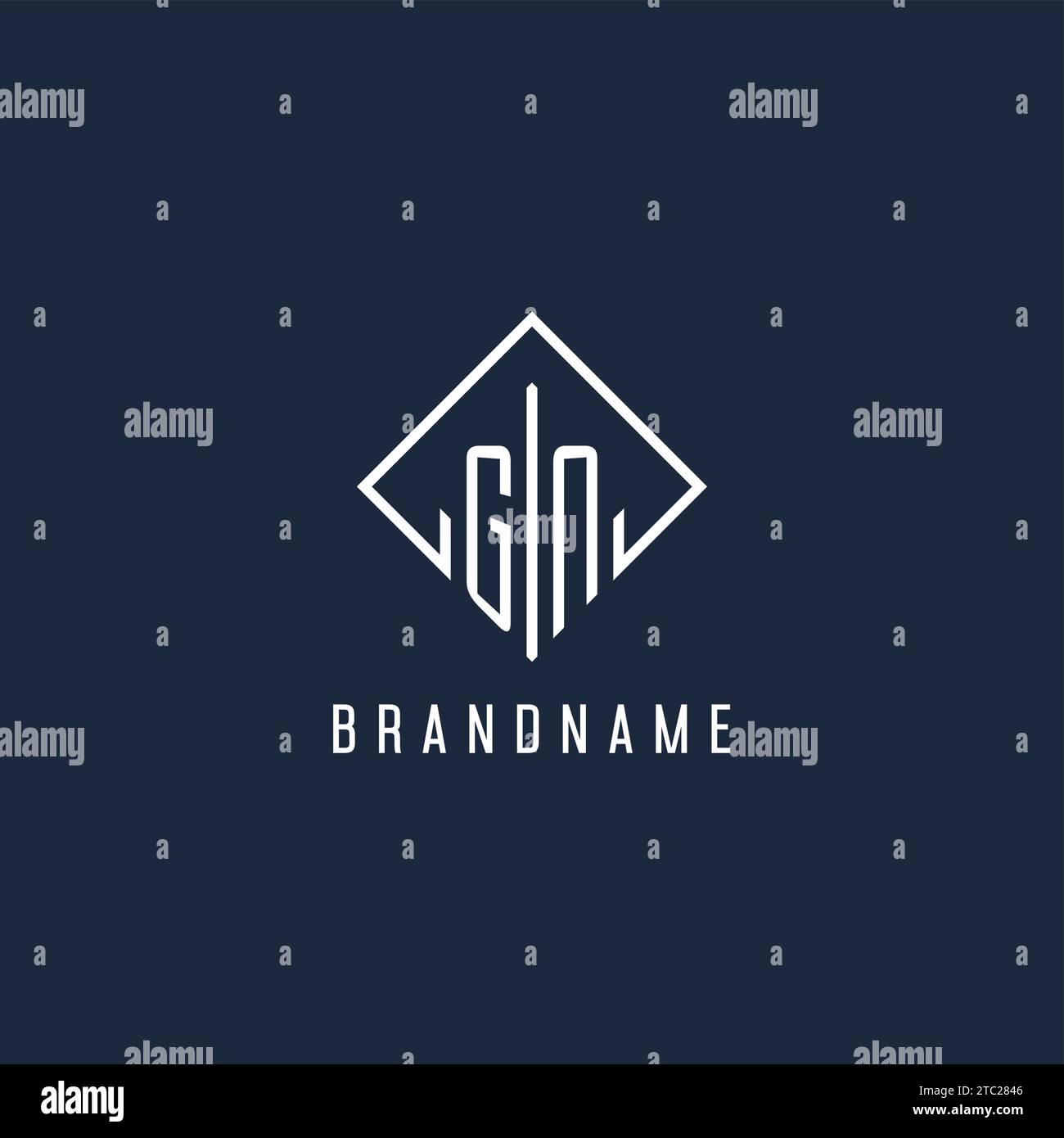 GN initial logo with luxury rectangle style design vector graphic Stock ...