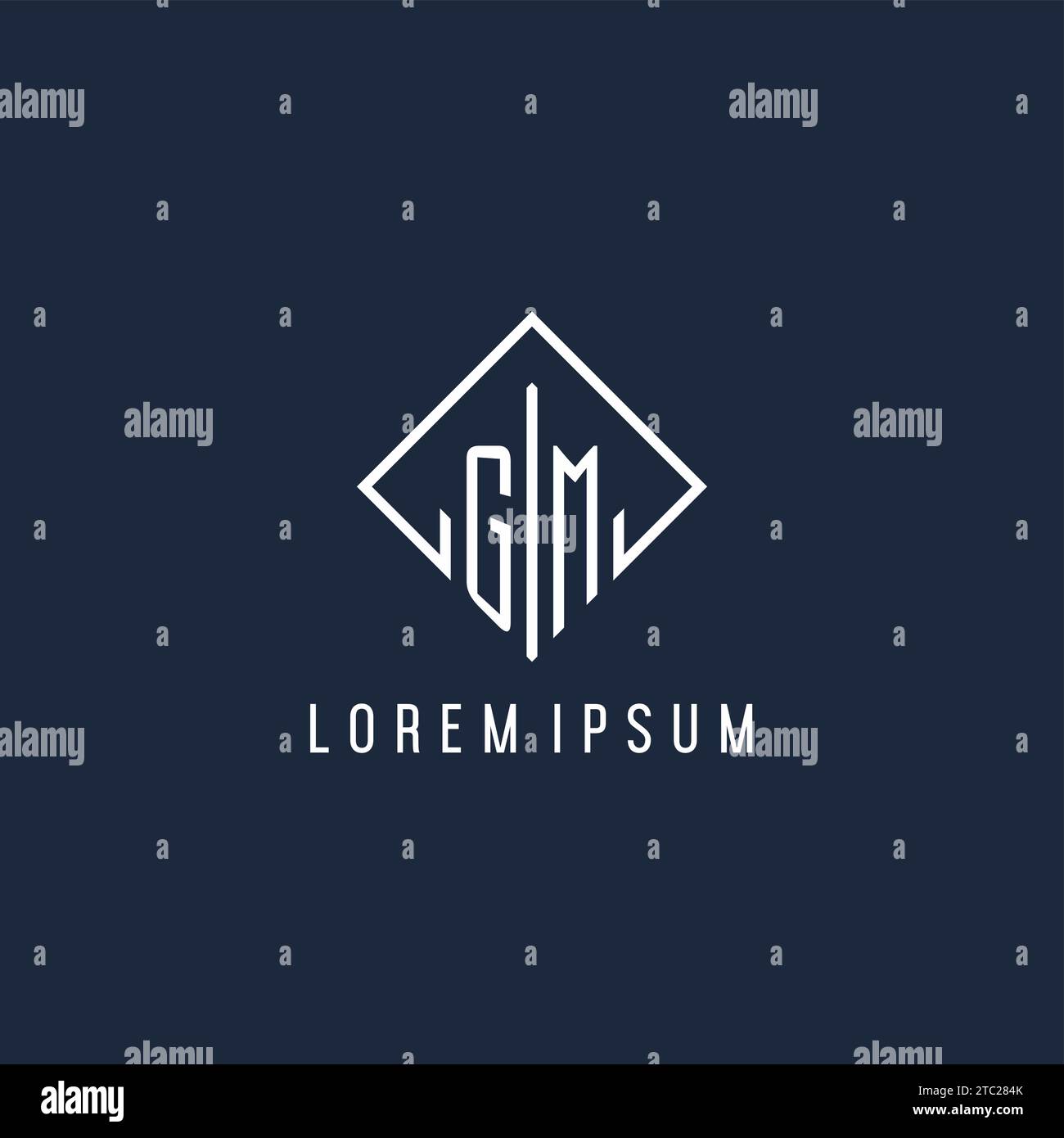 GM initial logo with luxury rectangle style design vector graphic Stock ...