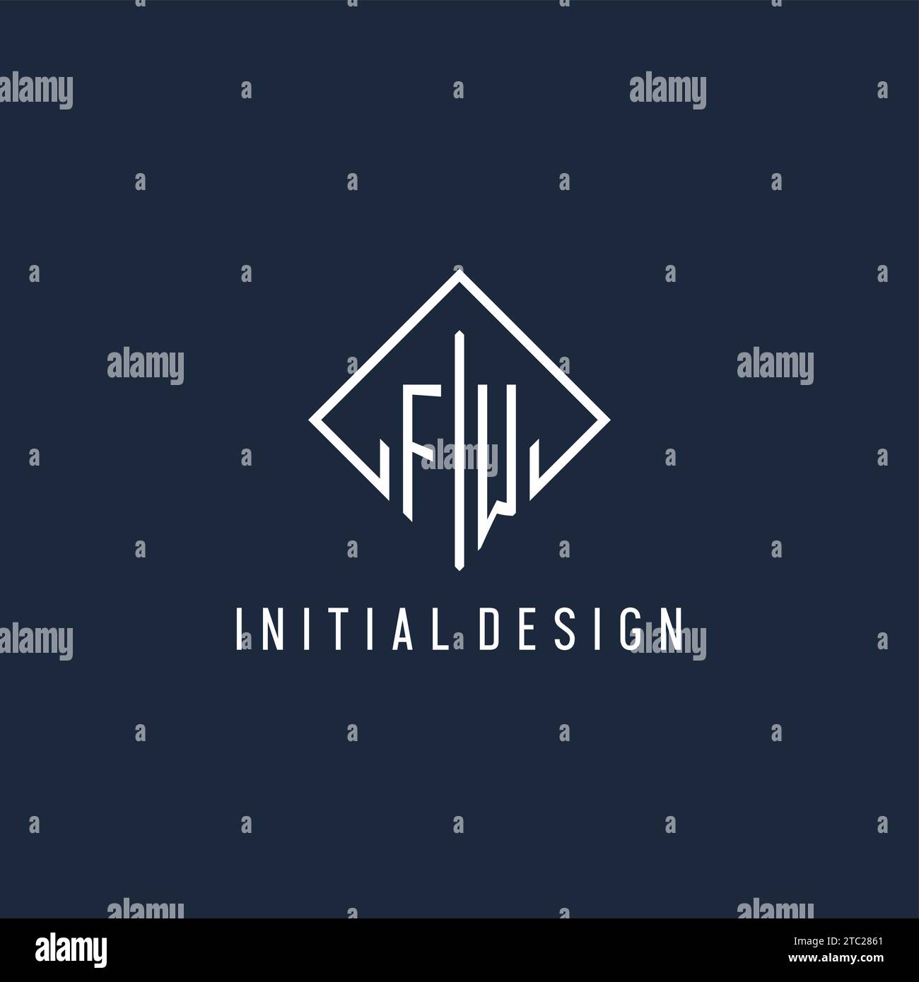 FW initial logo with luxury rectangle style design vector graphic Stock ...
