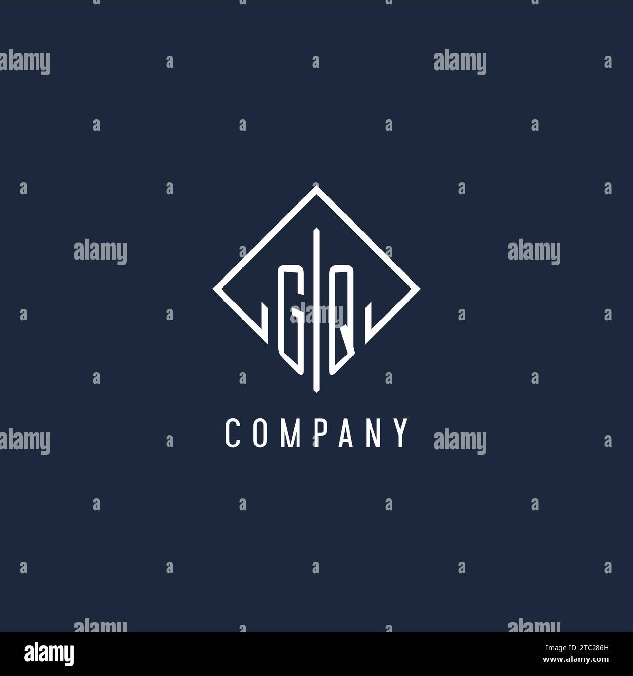 GQ initial logo with luxury rectangle style design vector graphic Stock ...