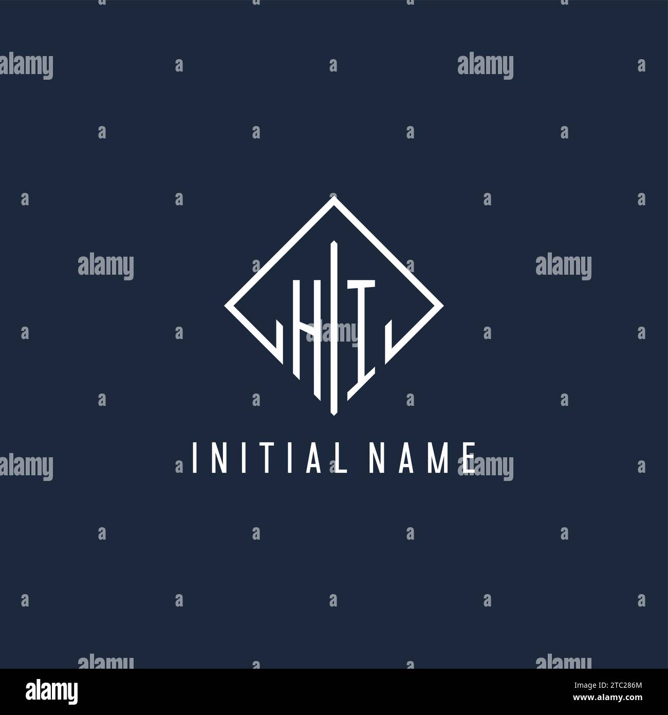 HI initial logo with luxury rectangle style design vector graphic Stock ...