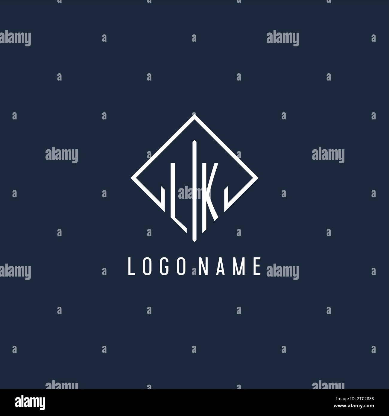 LK initial logo with luxury rectangle style design vector graphic Stock ...
