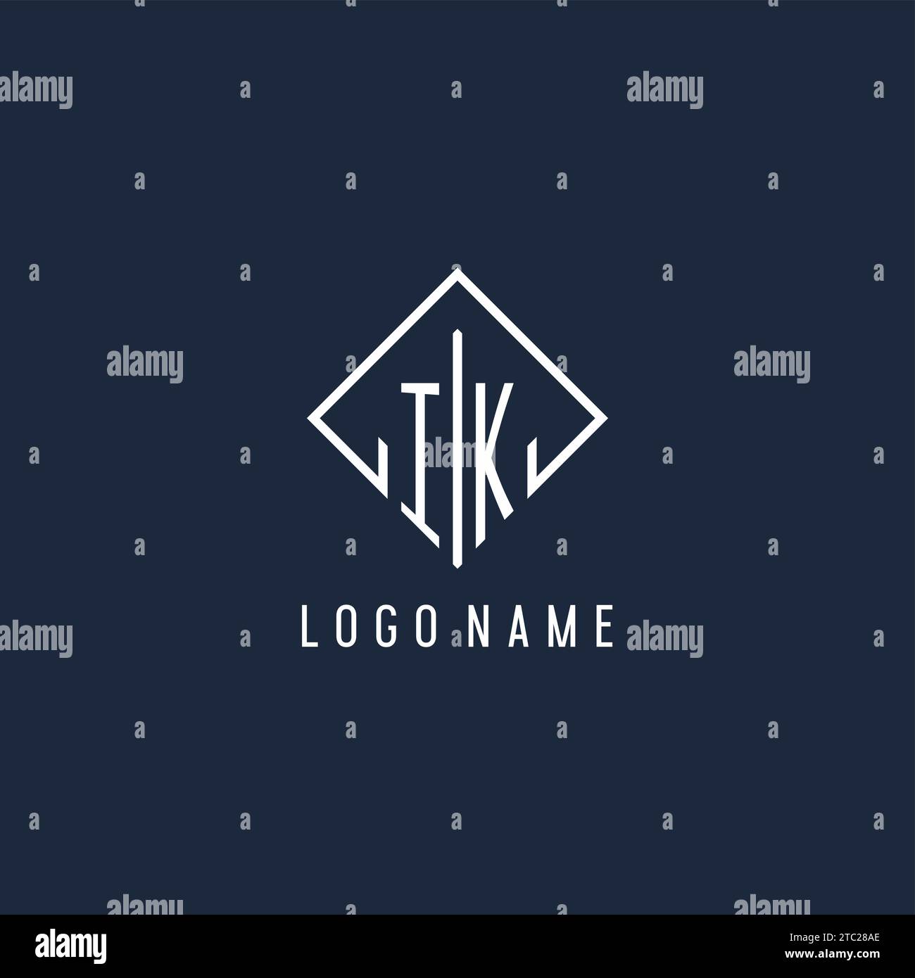 IK initial logo with luxury rectangle style design vector graphic Stock ...