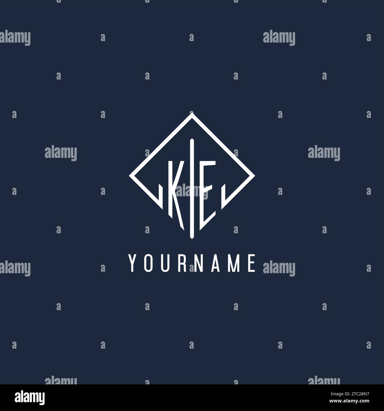 KE initial logo with luxury rectangle style design vector graphic Stock ...