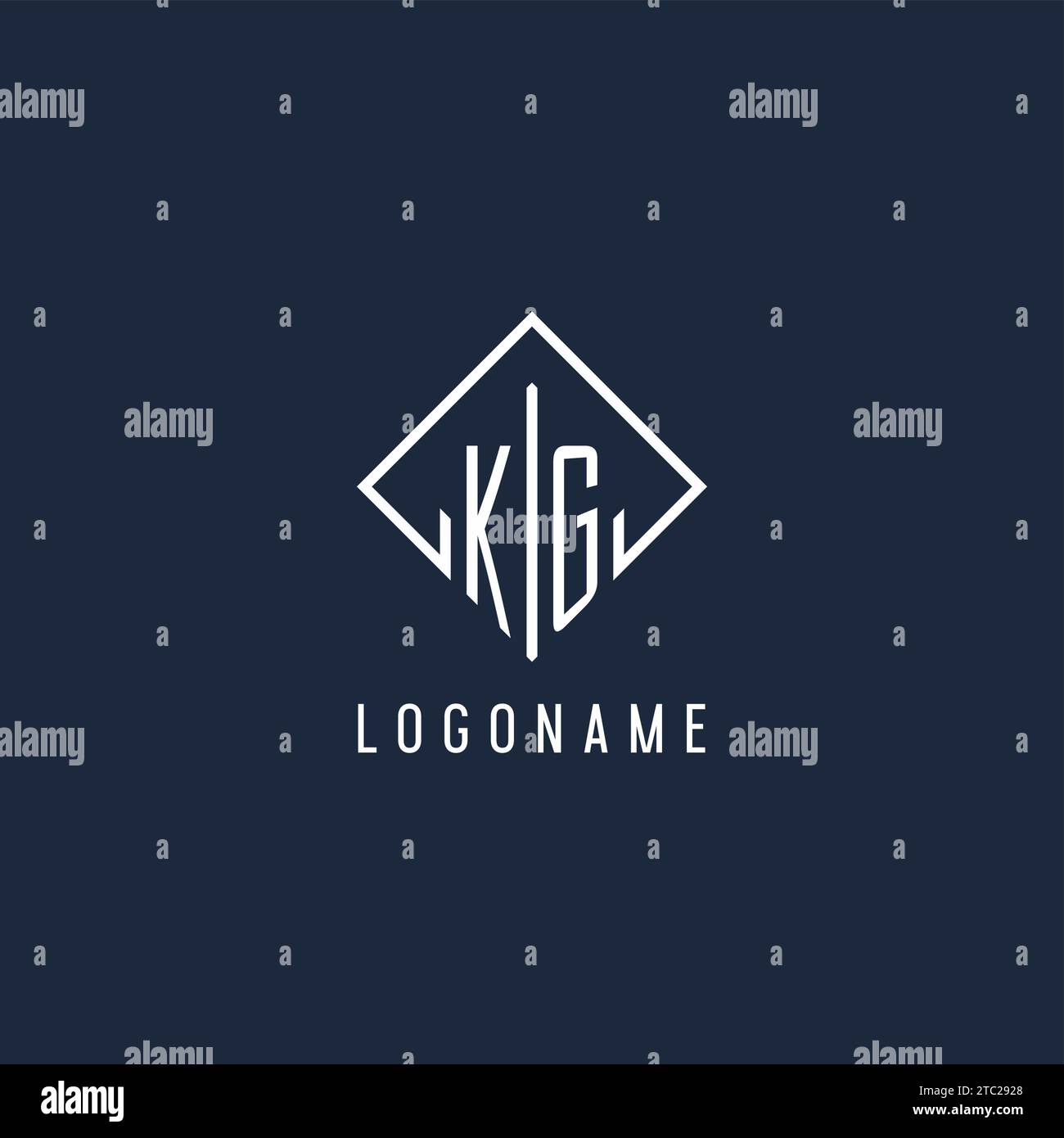 KG initial logo with luxury rectangle style design vector graphic Stock ...