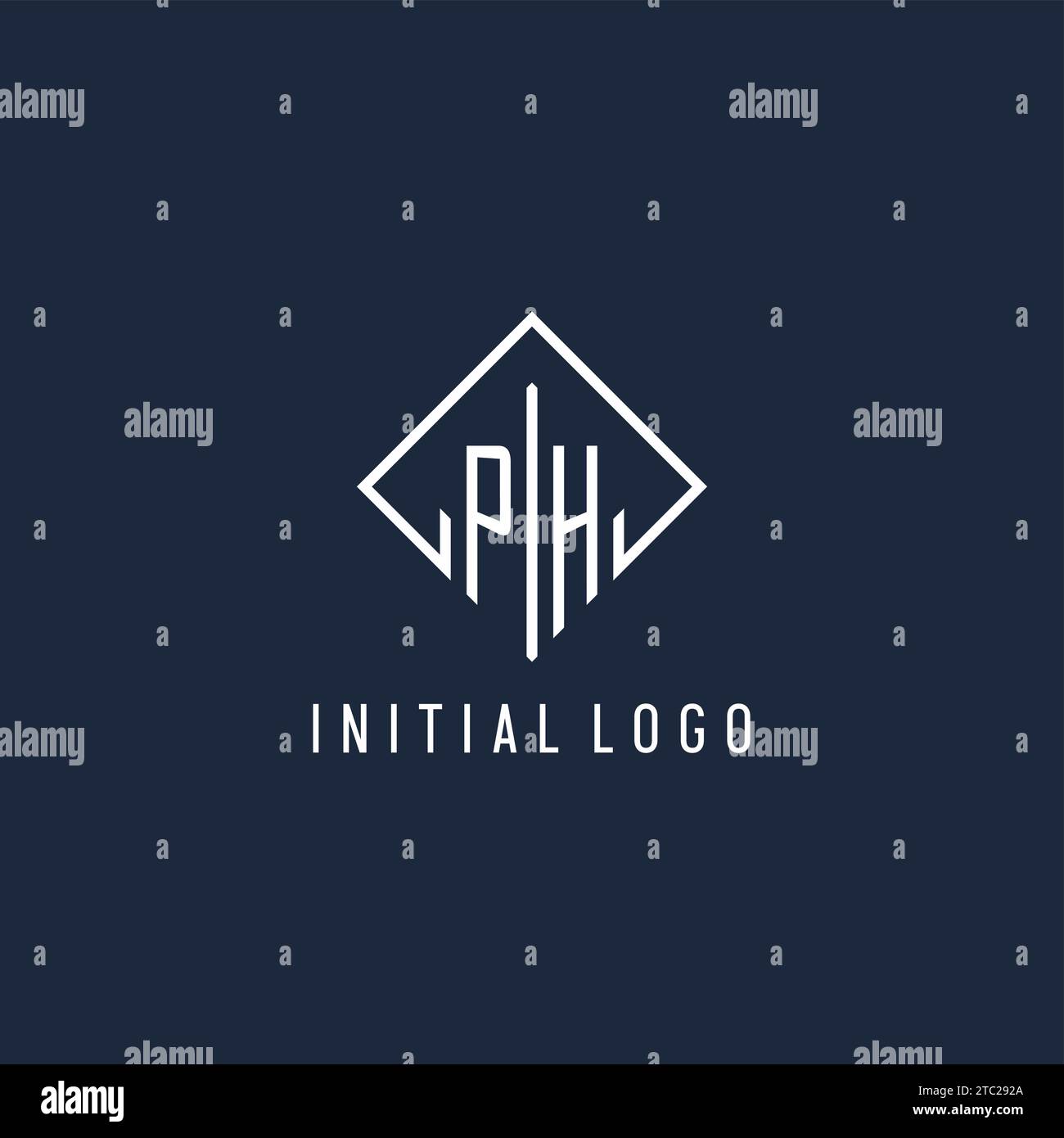 PH initial logo with luxury rectangle style design vector graphic Stock ...