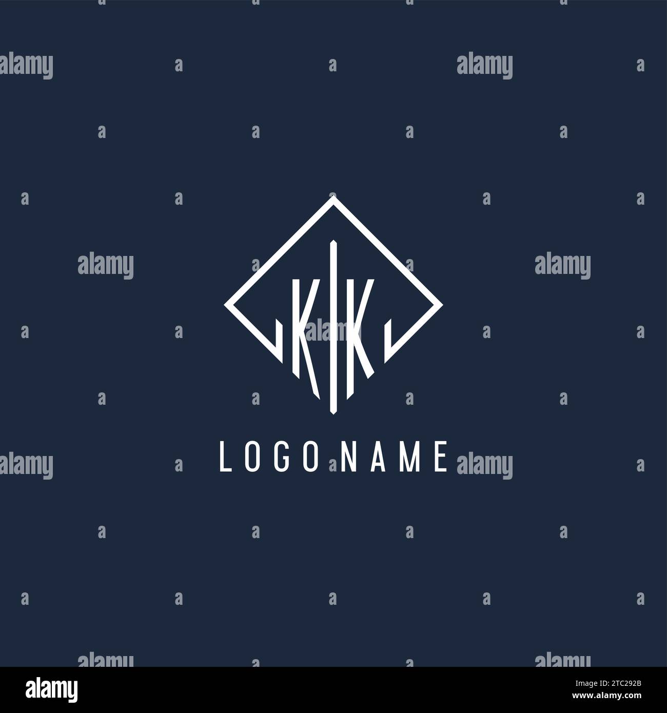 KK initial logo with luxury rectangle style design vector graphic Stock ...