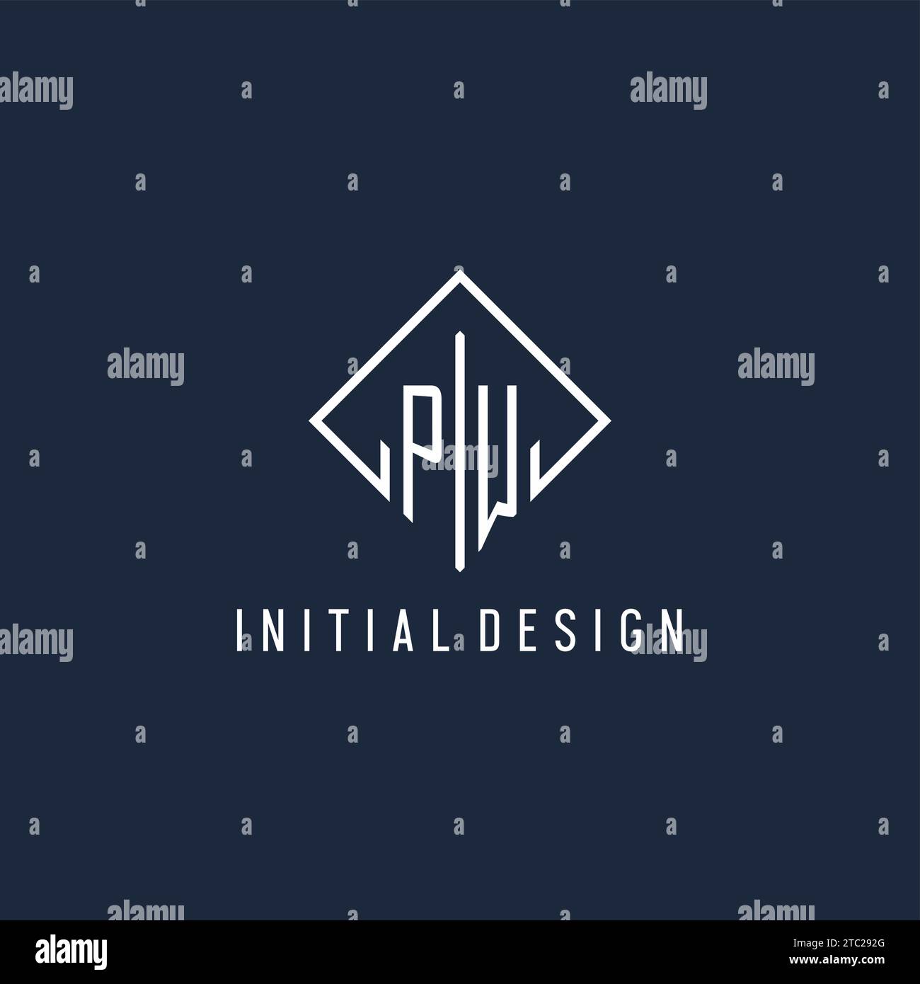PW initial logo with luxury rectangle style design vector graphic Stock ...