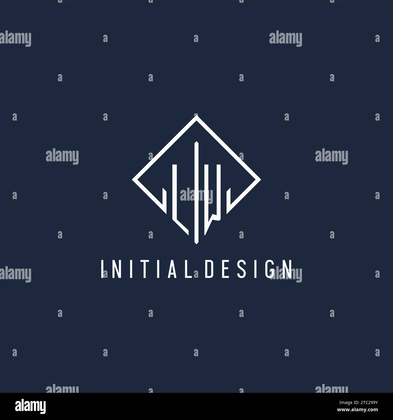 LW initial logo with luxury rectangle style design vector graphic Stock ...