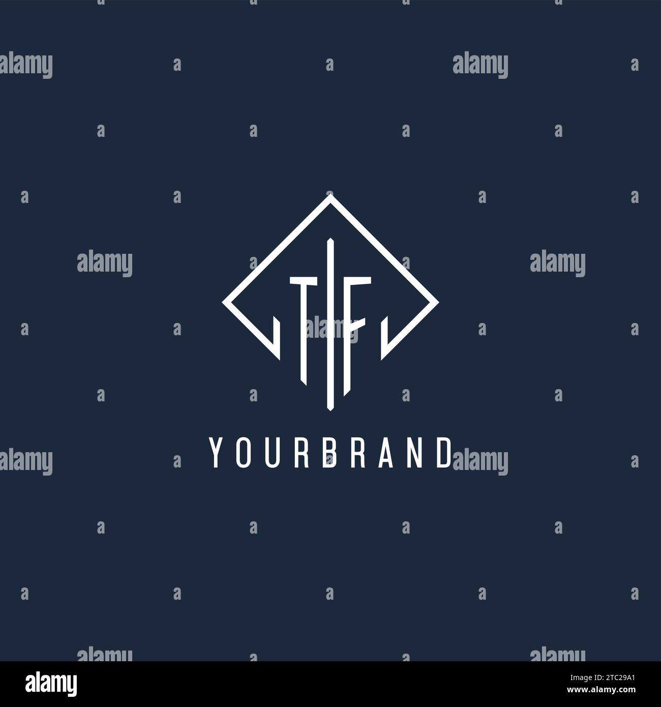 TF initial logo with luxury rectangle style design vector graphic Stock ...