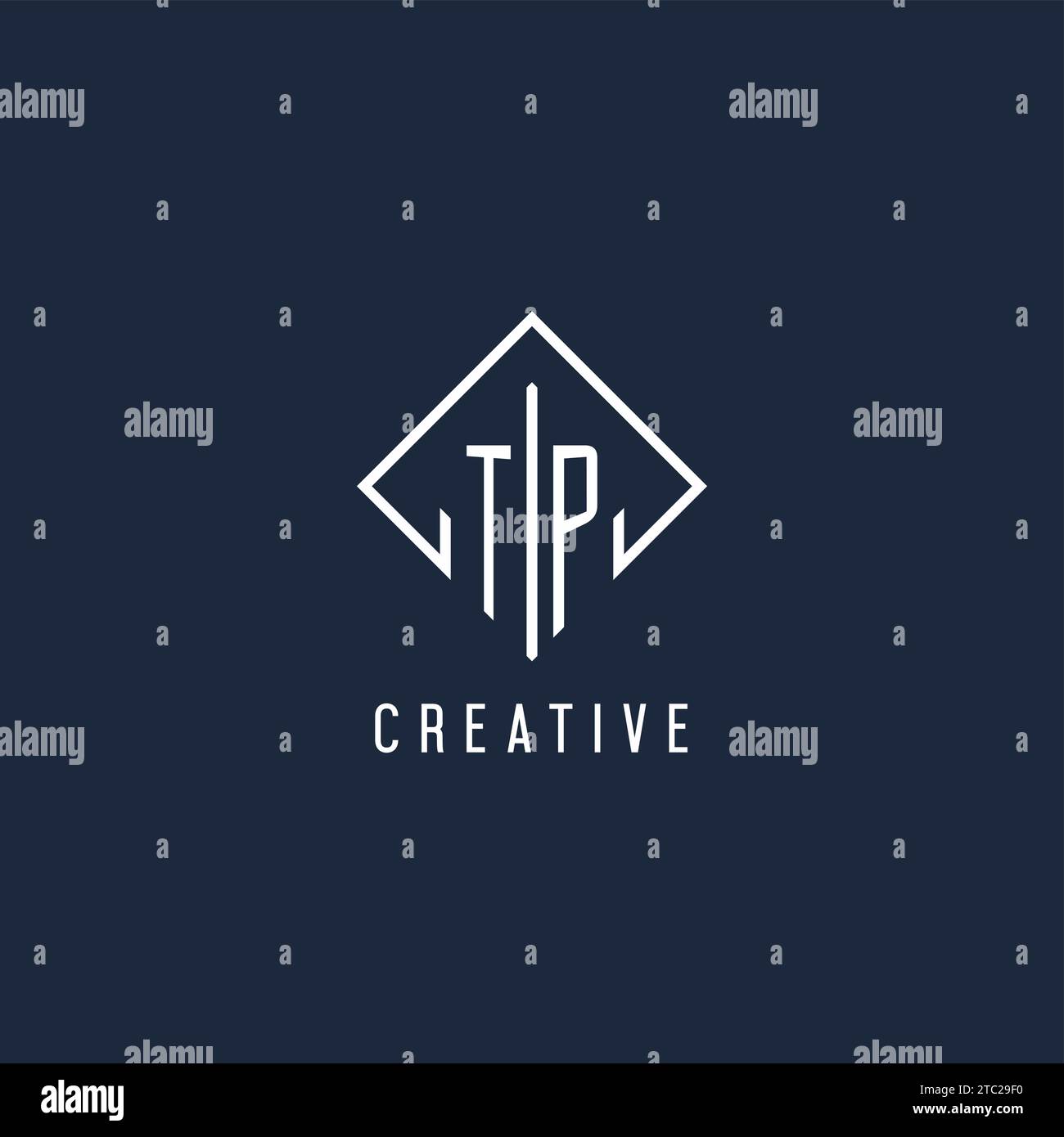 TP initial logo with luxury rectangle style design vector graphic Stock ...