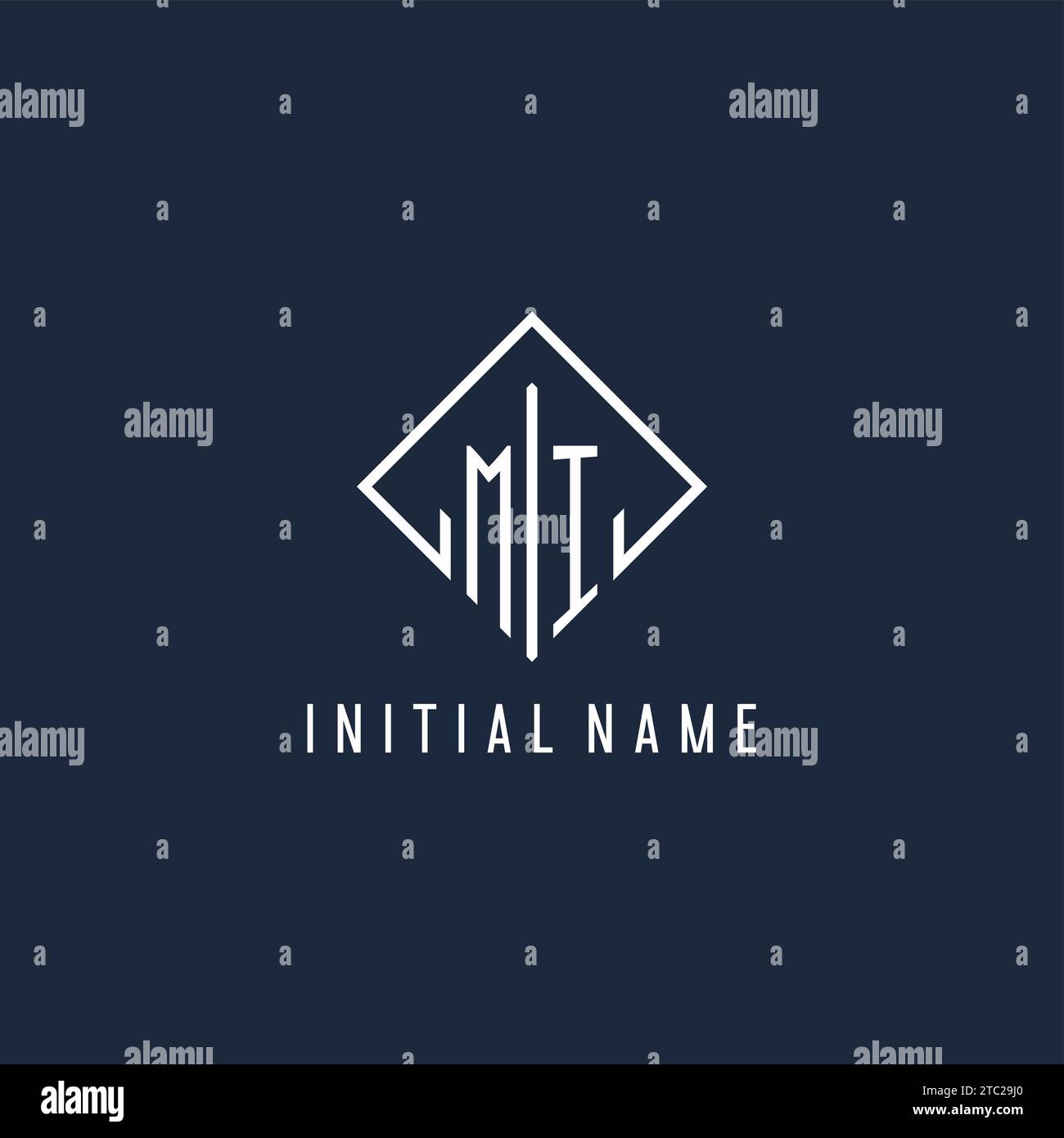 MI initial logo with luxury rectangle style design vector graphic Stock ...