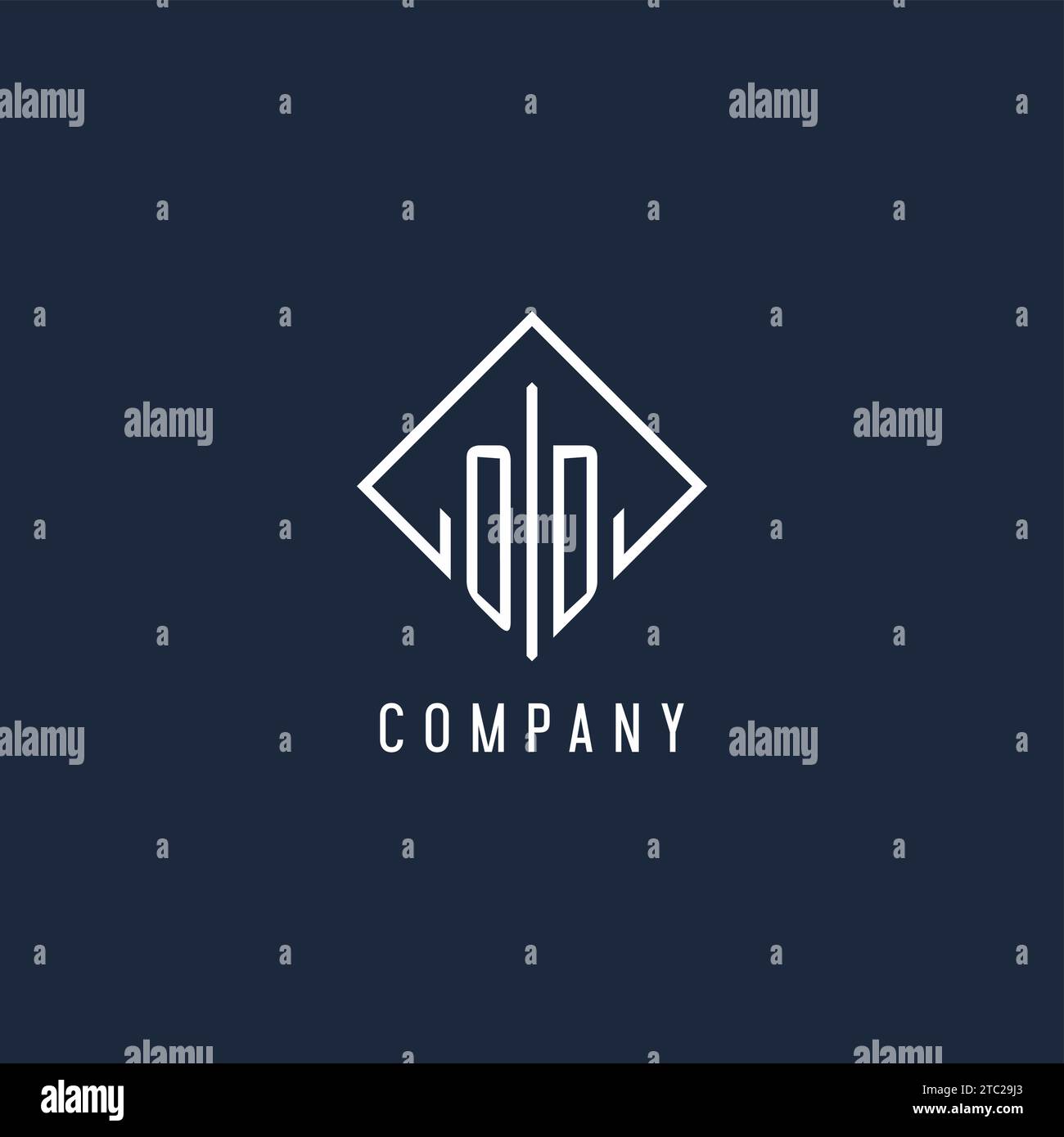 OD initial logo with luxury rectangle style design vector graphic Stock ...