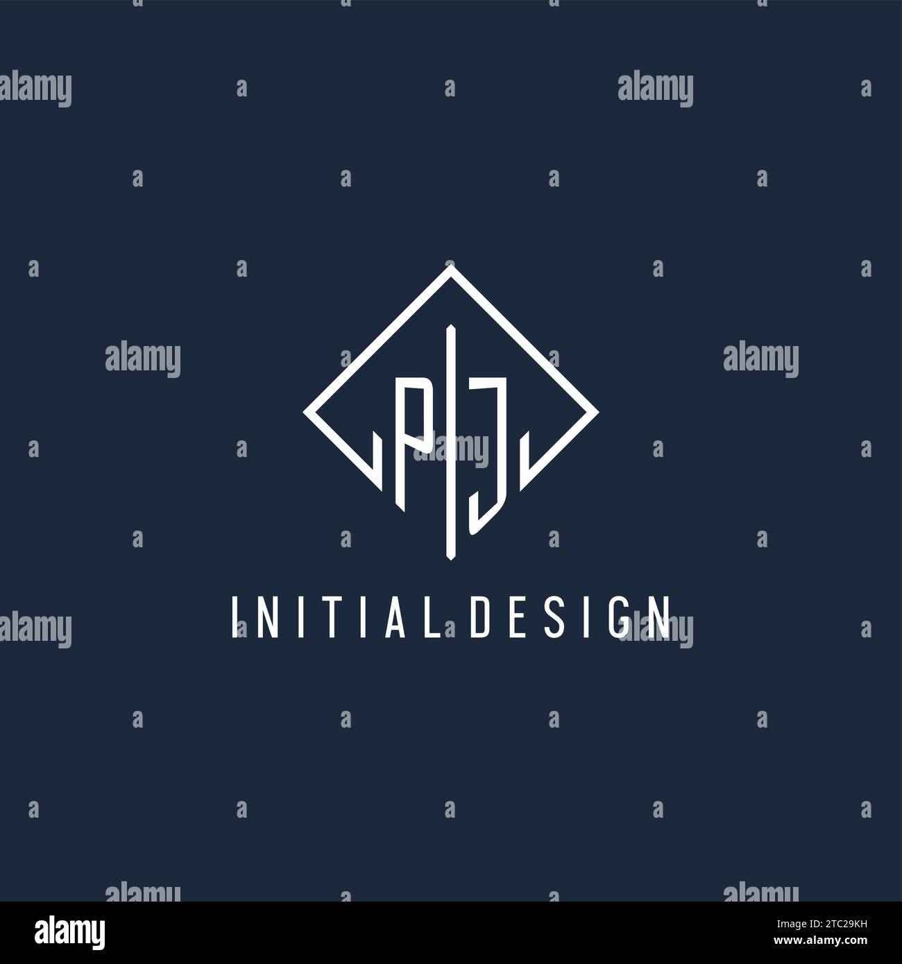 PJ initial logo with luxury rectangle style design vector graphic Stock ...