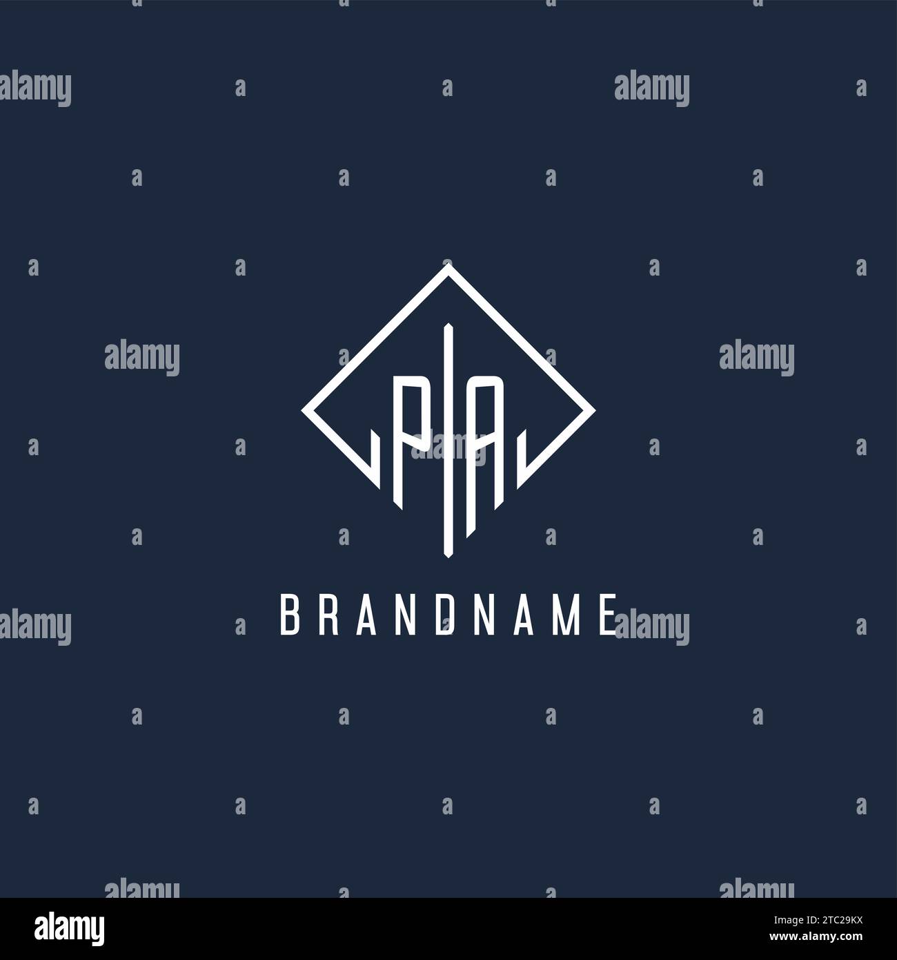 PA initial logo with luxury rectangle style design vector graphic Stock ...