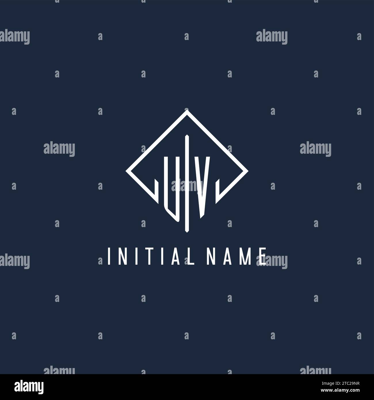 UV initial logo with luxury rectangle style design vector graphic Stock ...