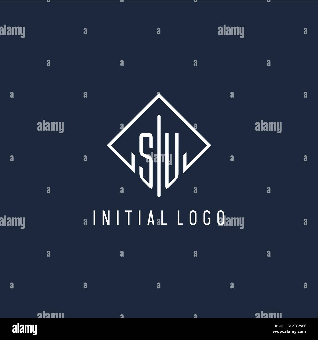 SU initial logo with luxury rectangle style design vector graphic Stock ...
