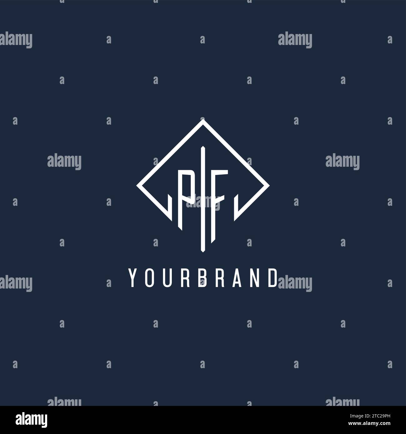 PF initial logo with luxury rectangle style design vector graphic Stock ...