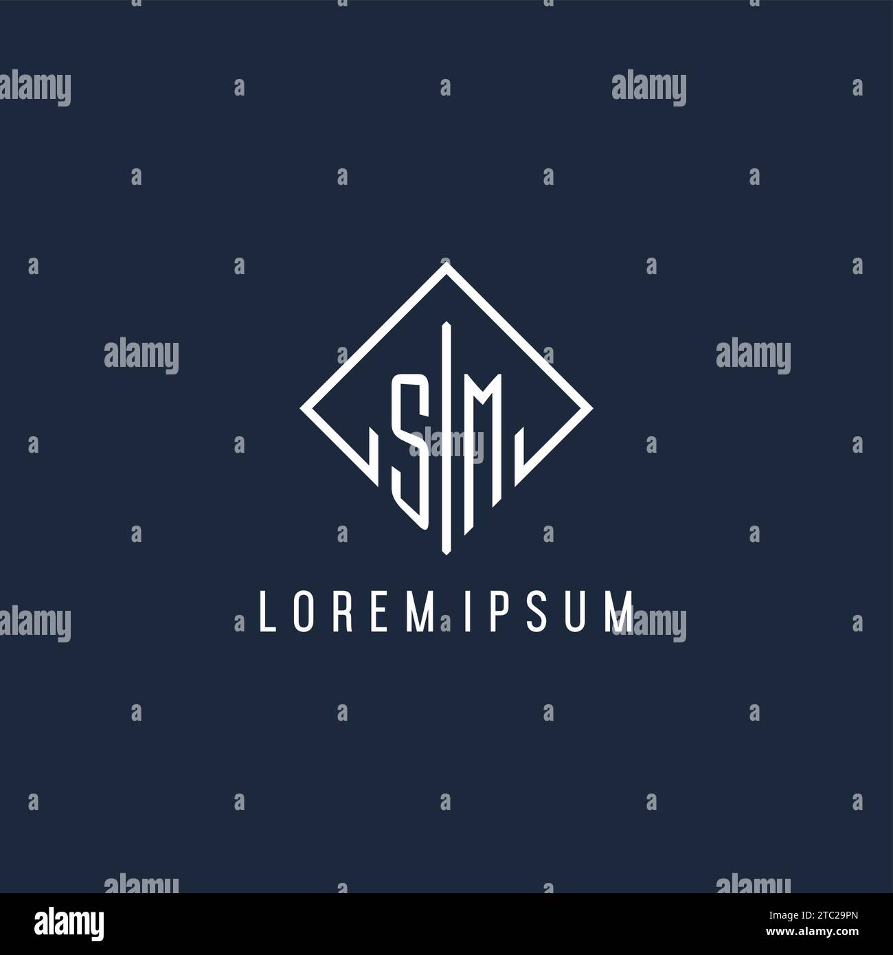 SM initial logo with luxury rectangle style design vector graphic Stock ...