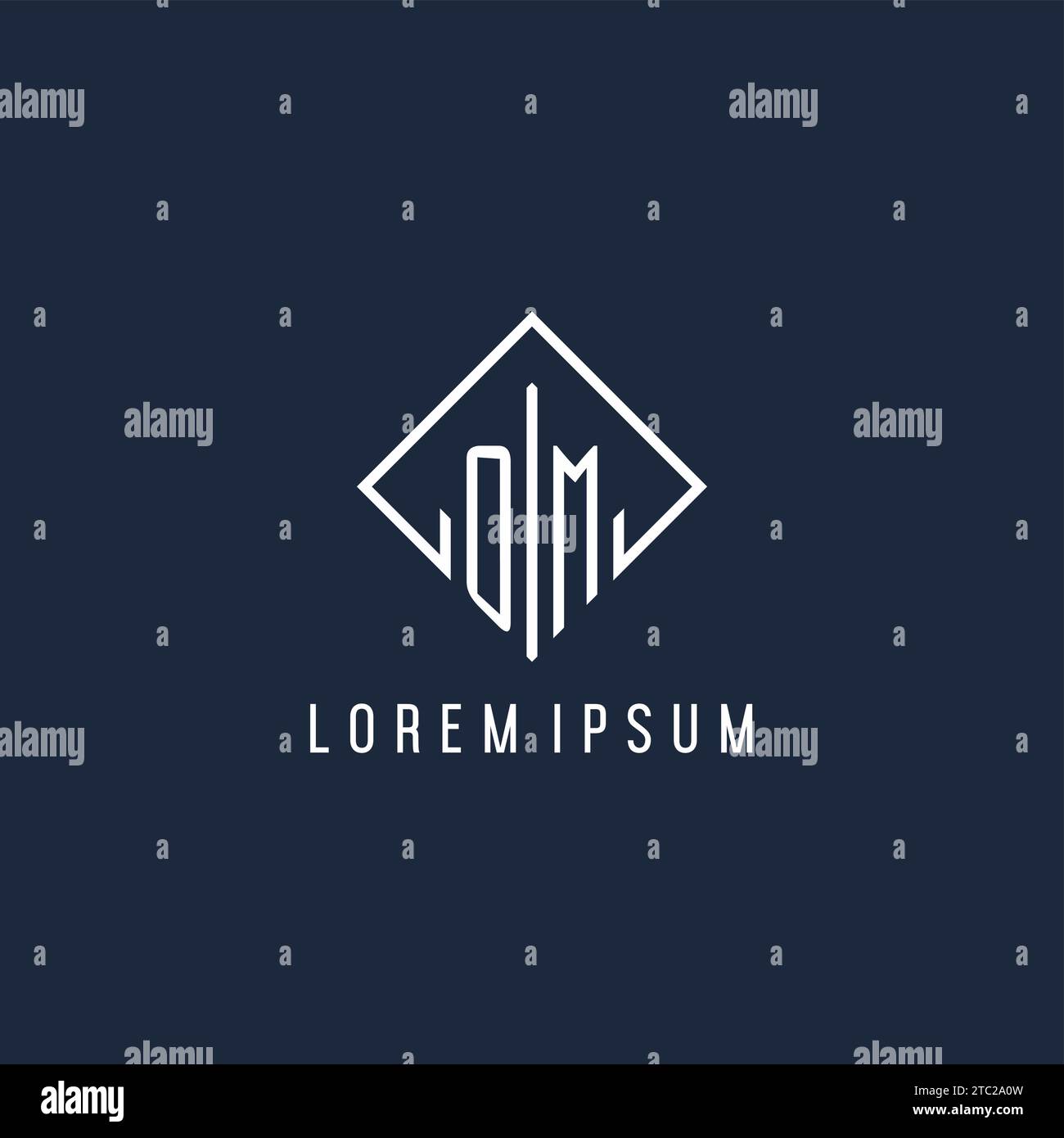 OM initial logo with luxury rectangle style design vector graphic Stock ...