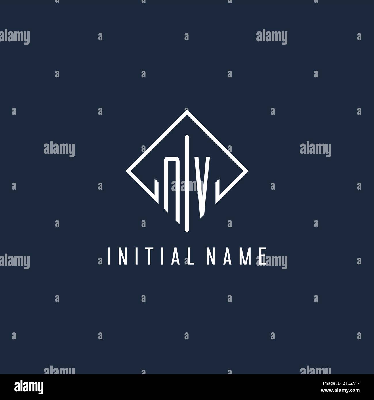 NV initial logo with luxury rectangle style design vector graphic Stock ...