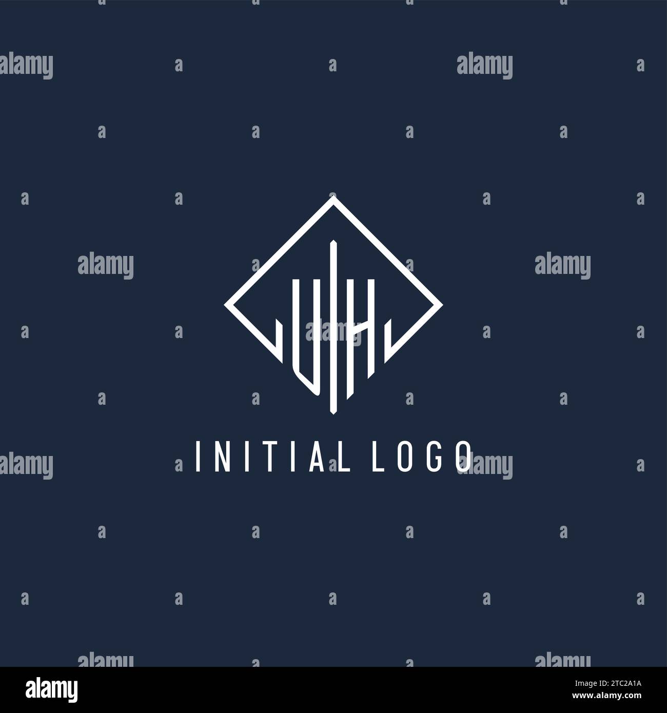 UH initial logo with luxury rectangle style design vector graphic Stock ...