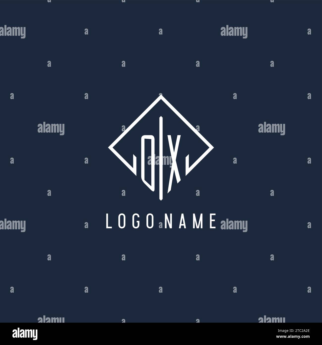 OX initial logo with luxury rectangle style design vector graphic Stock ...