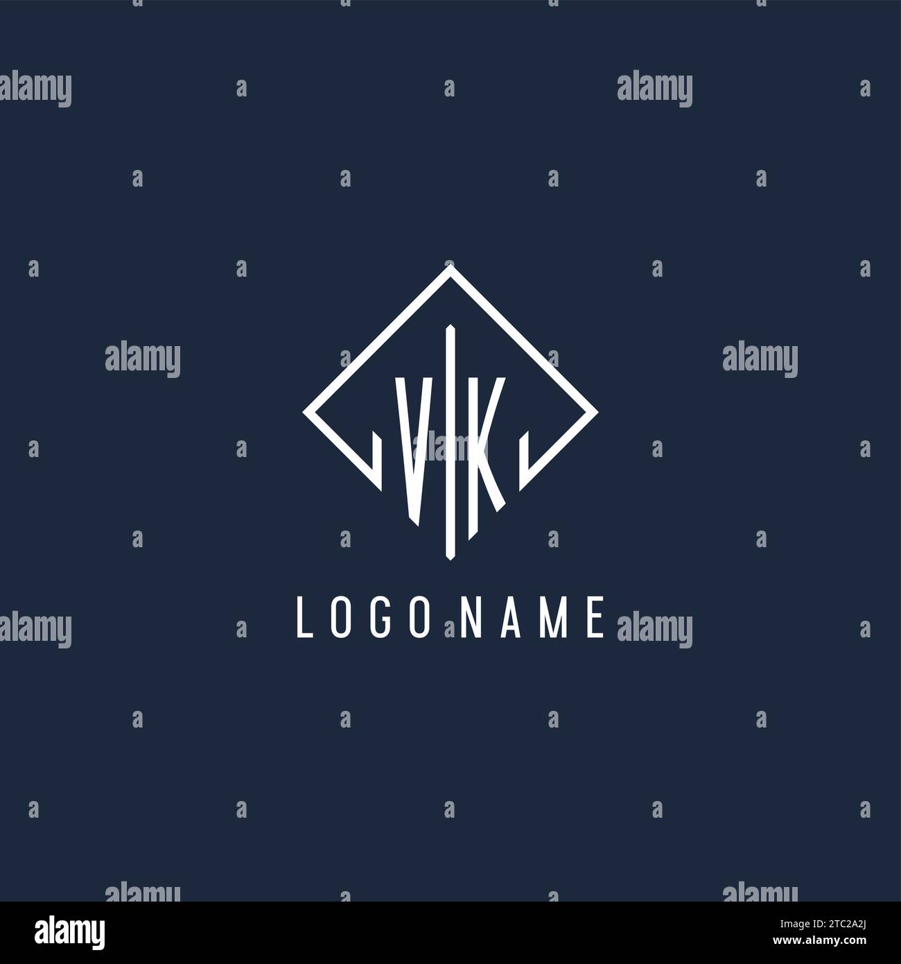 VK initial logo with luxury rectangle style design vector graphic Stock ...