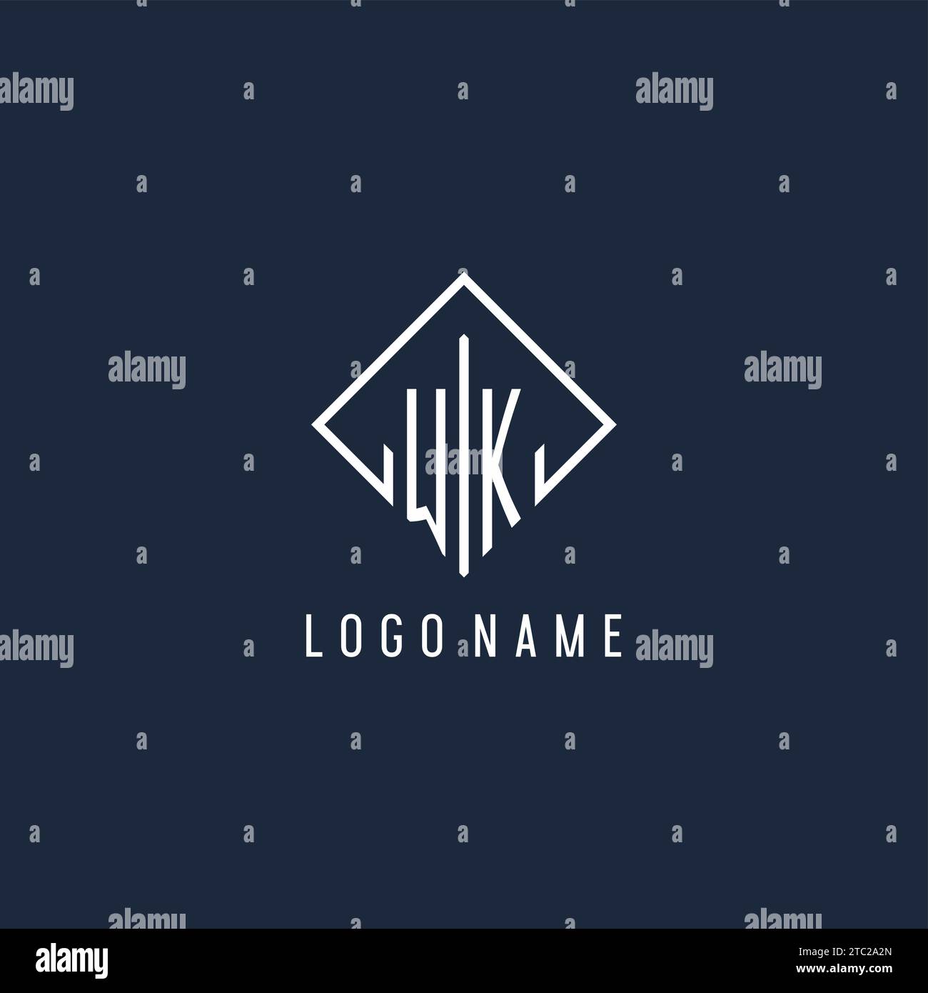 WK initial logo with luxury rectangle style design vector graphic Stock ...