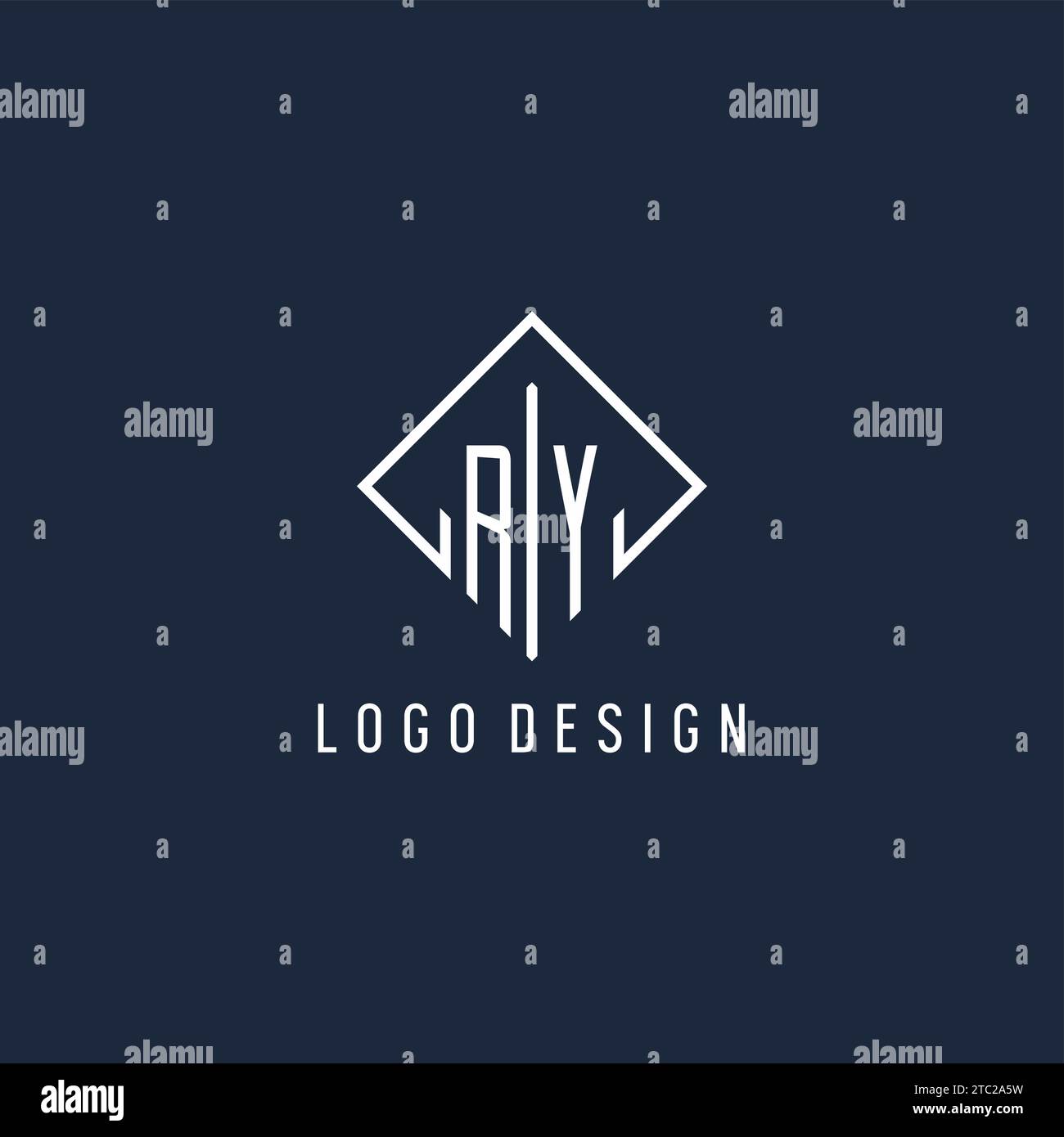 RY initial logo with luxury rectangle style design vector graphic Stock ...