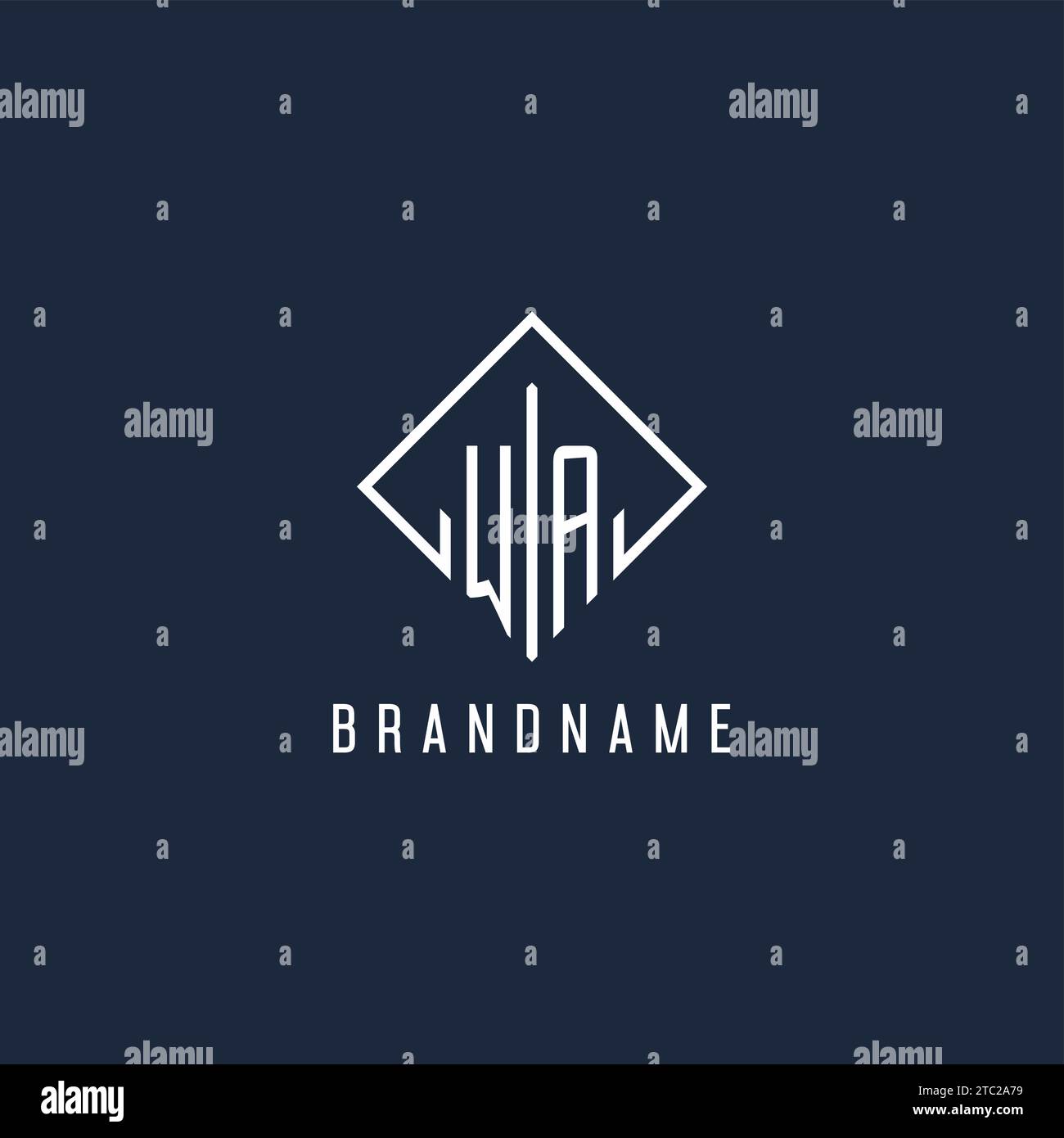 WA initial logo with luxury rectangle style design vector graphic Stock ...