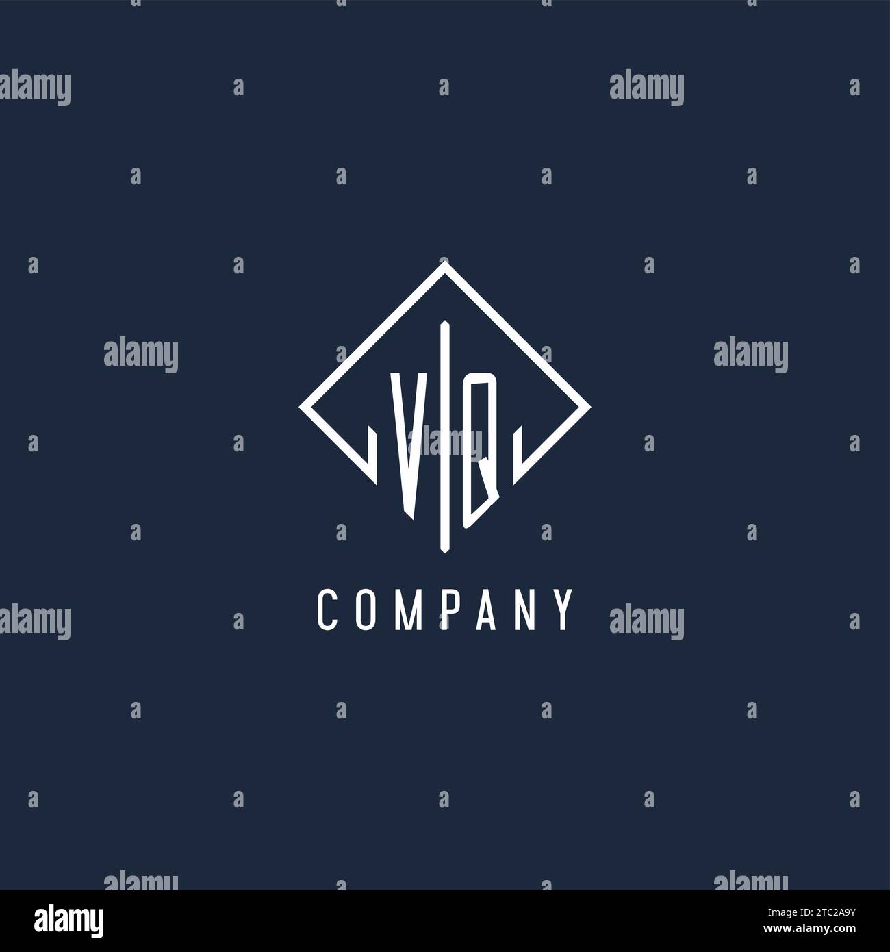 VQ initial logo with luxury rectangle style design vector graphic Stock ...