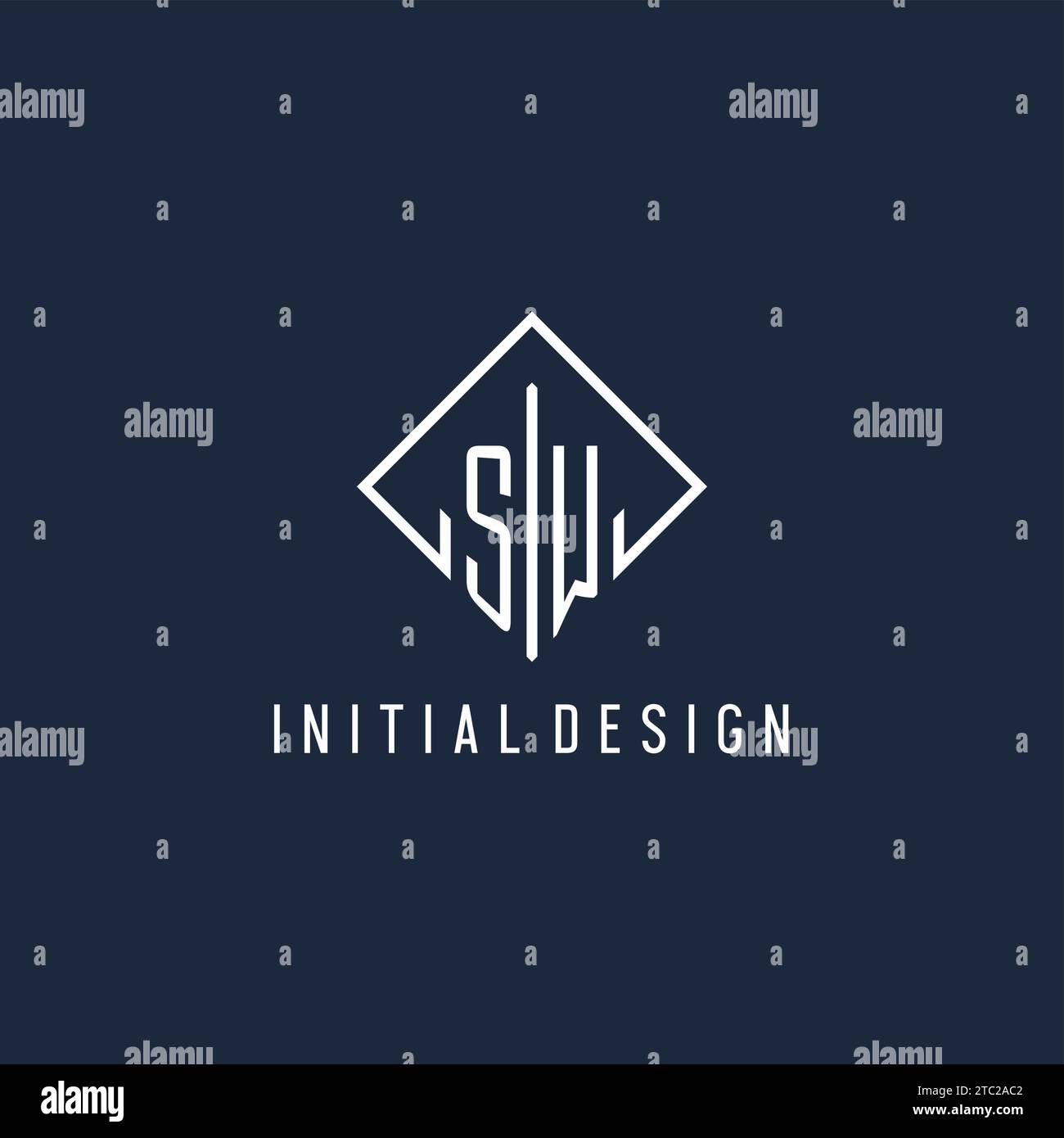 SW initial logo with luxury rectangle style design vector graphic Stock ...