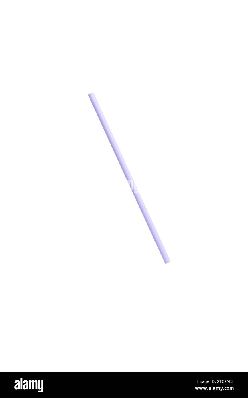 Top view of lavender paper straw isolated on white background, directly ...