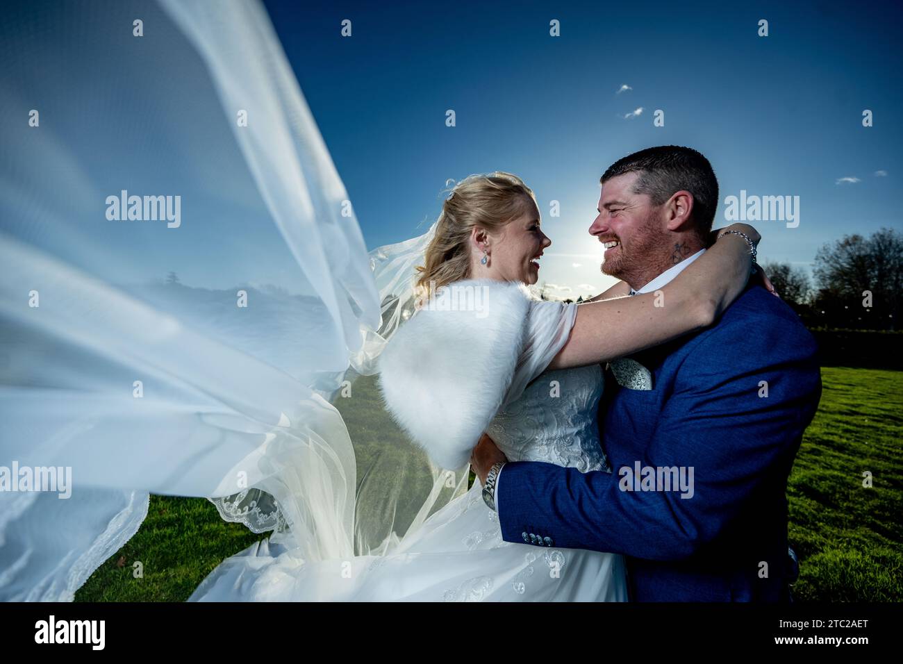 Wedding couple photographed at wedding venue Southend Barns in ...