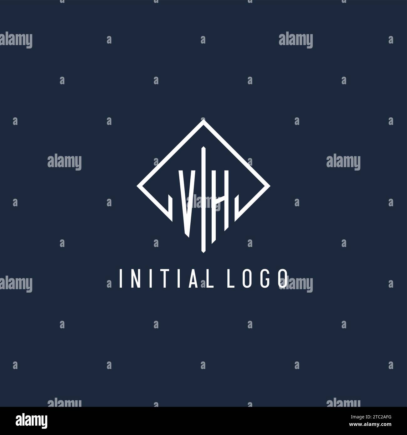 VH initial logo with luxury rectangle style design vector graphic Stock ...