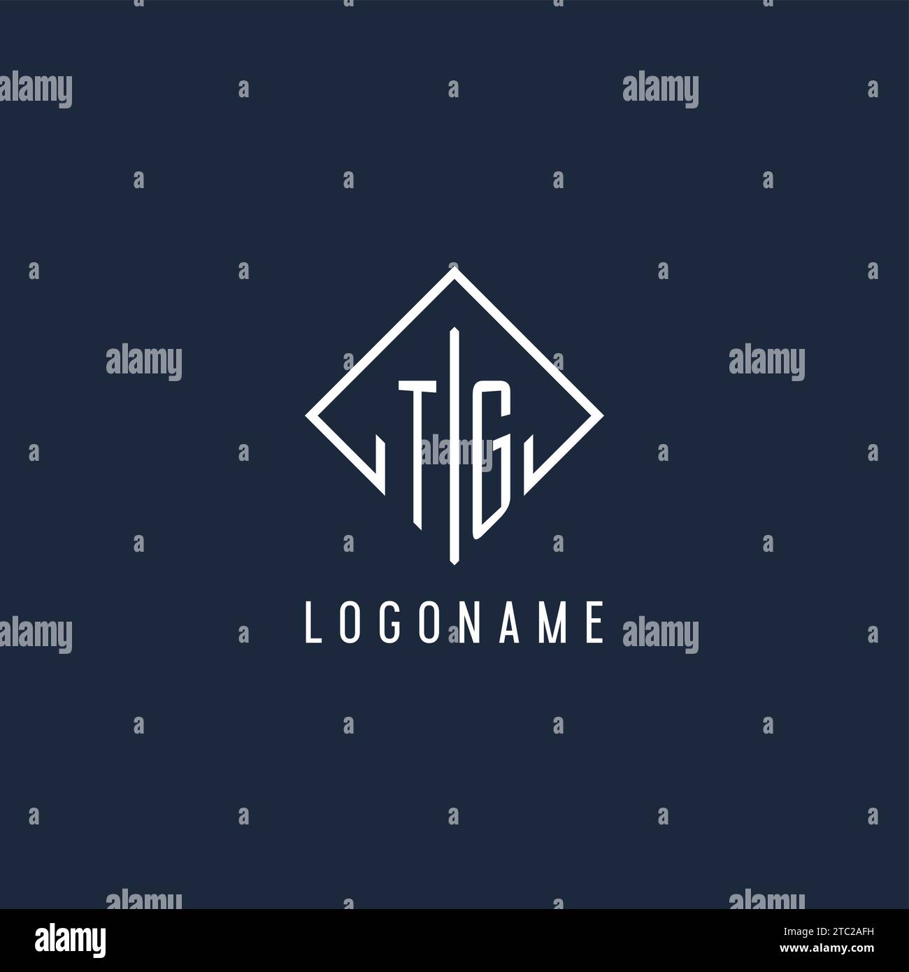 TG initial logo with luxury rectangle style design vector graphic Stock ...
