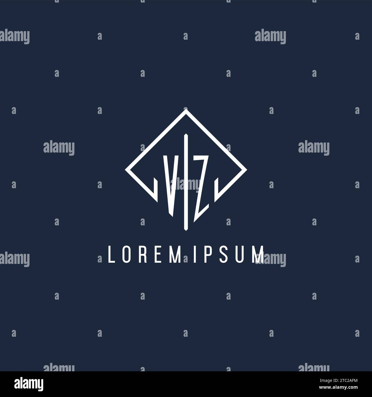 VZ initial logo with luxury rectangle style design vector graphic Stock ...
