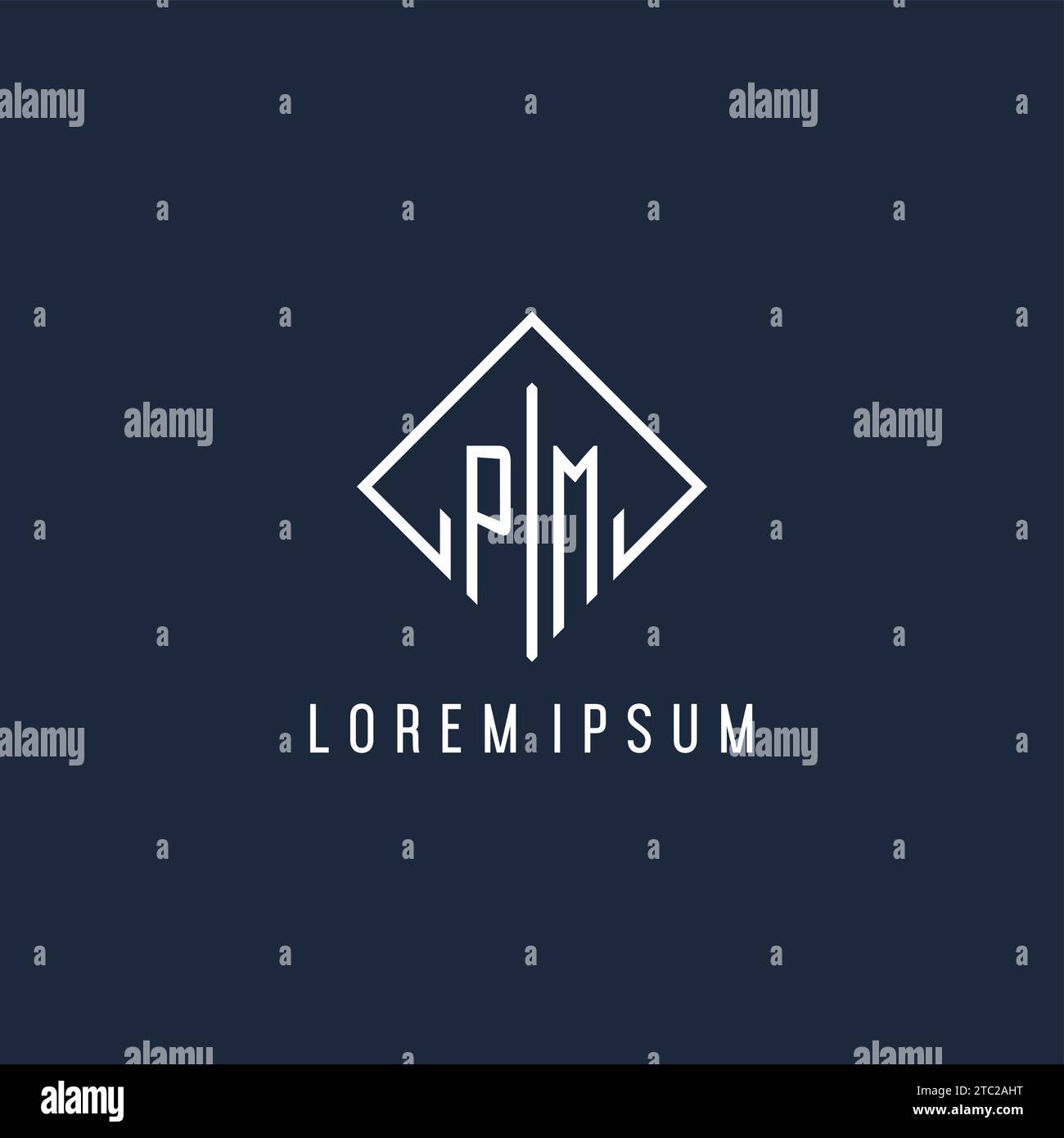 PM initial logo with luxury rectangle style design vector graphic Stock ...
