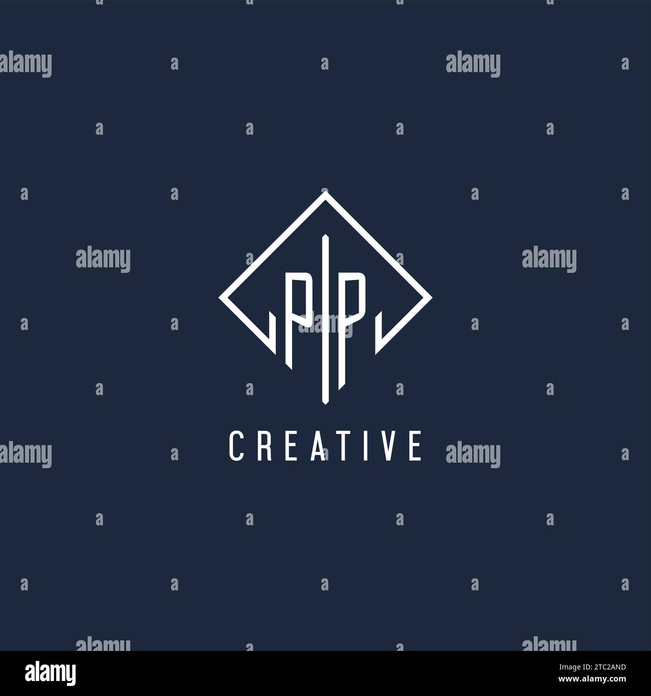 PP initial logo with luxury rectangle style design vector graphic Stock ...