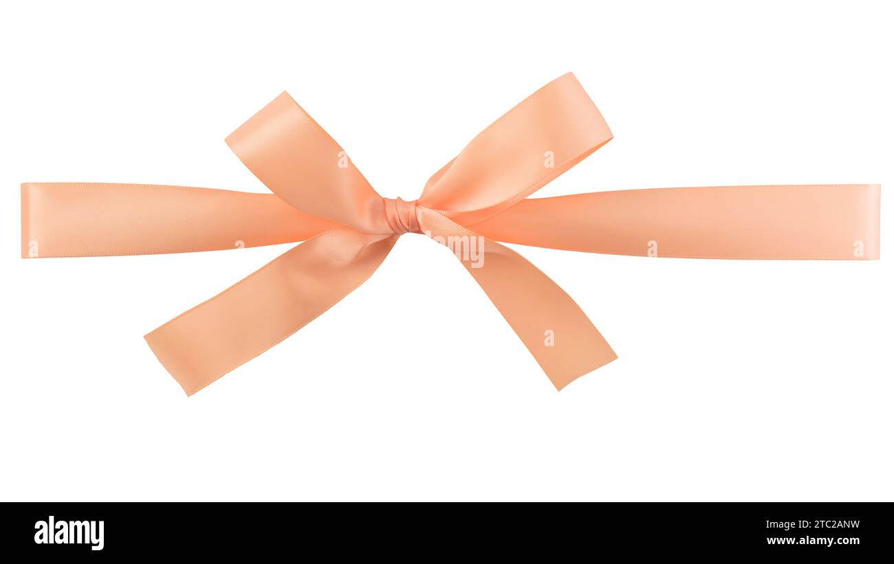 peach ribbon with bow isolated on white background, template Stock ...