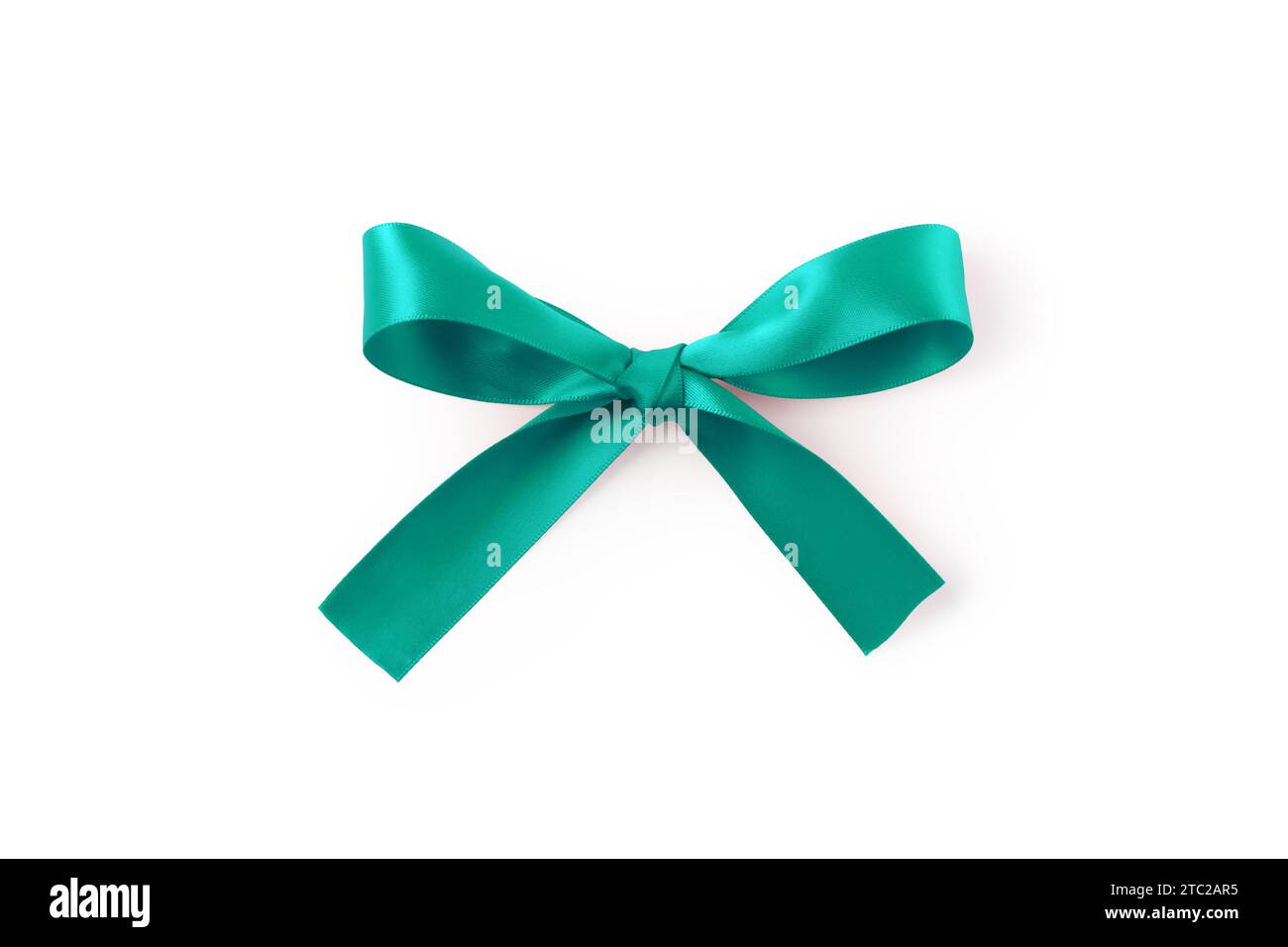 Satin ribbon bow azure color isolated on white background, element ...