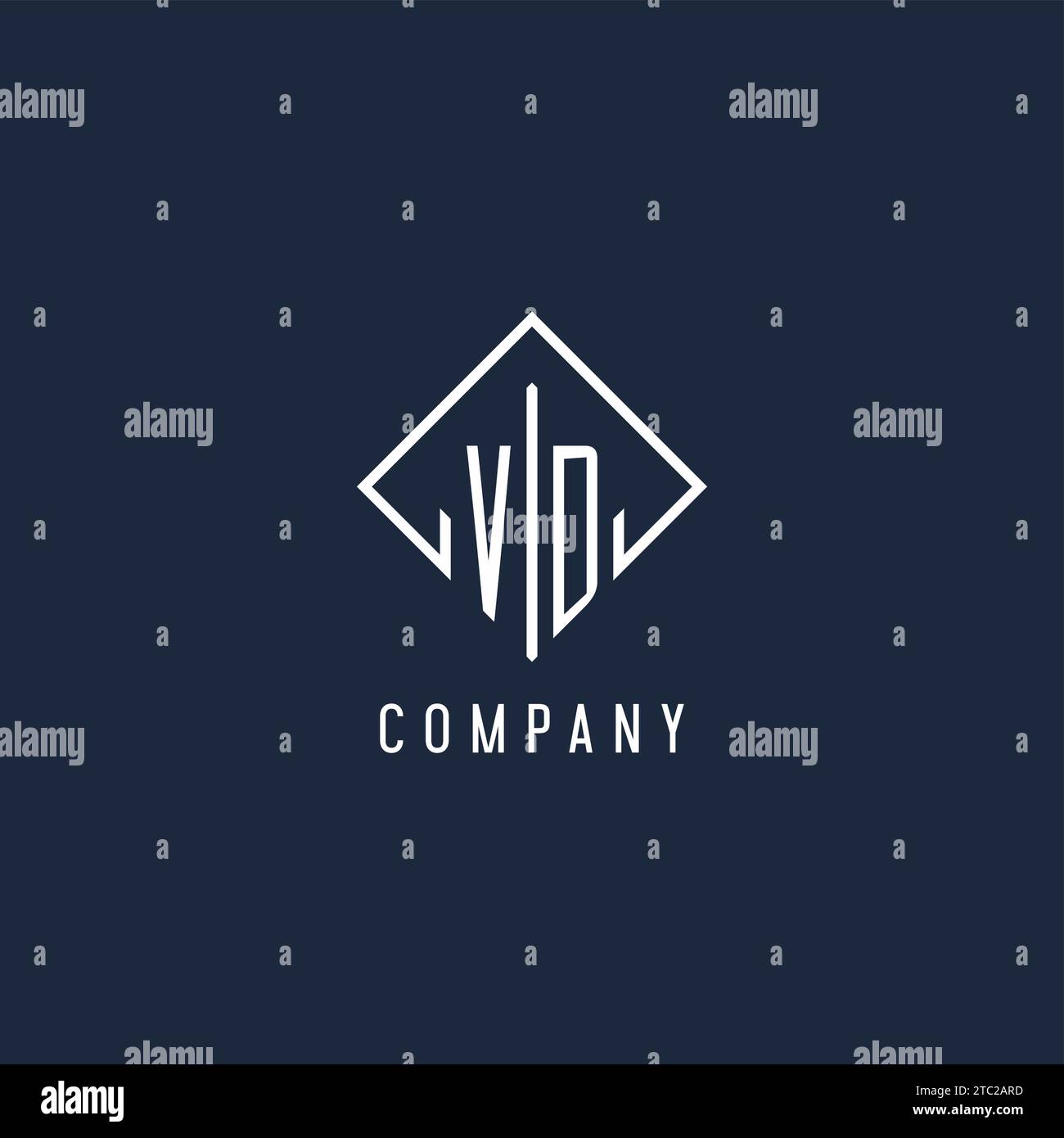 VD initial logo with luxury rectangle style design vector graphic Stock ...