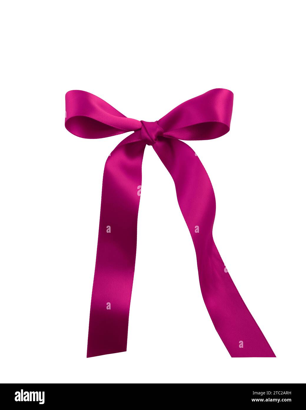 Satin ribbon bow purple color isolated on white background, element ...