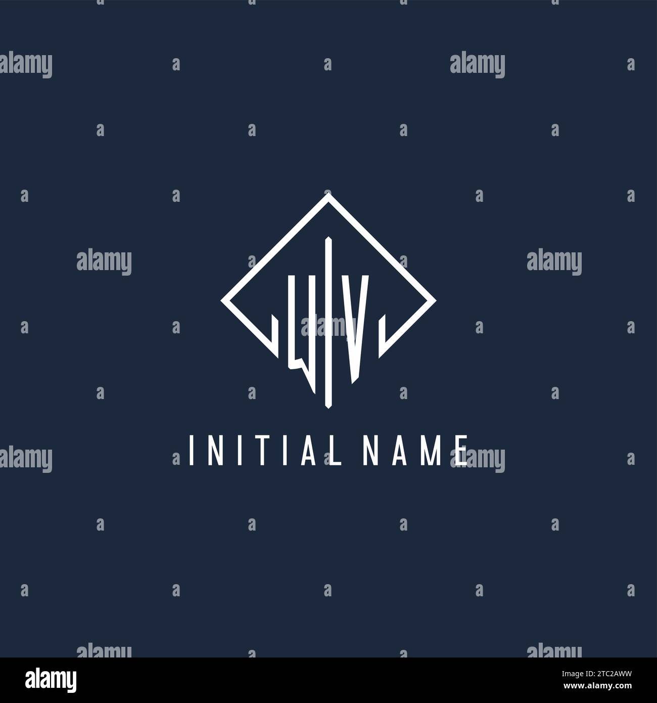 WV initial logo with luxury rectangle style design vector graphic Stock ...