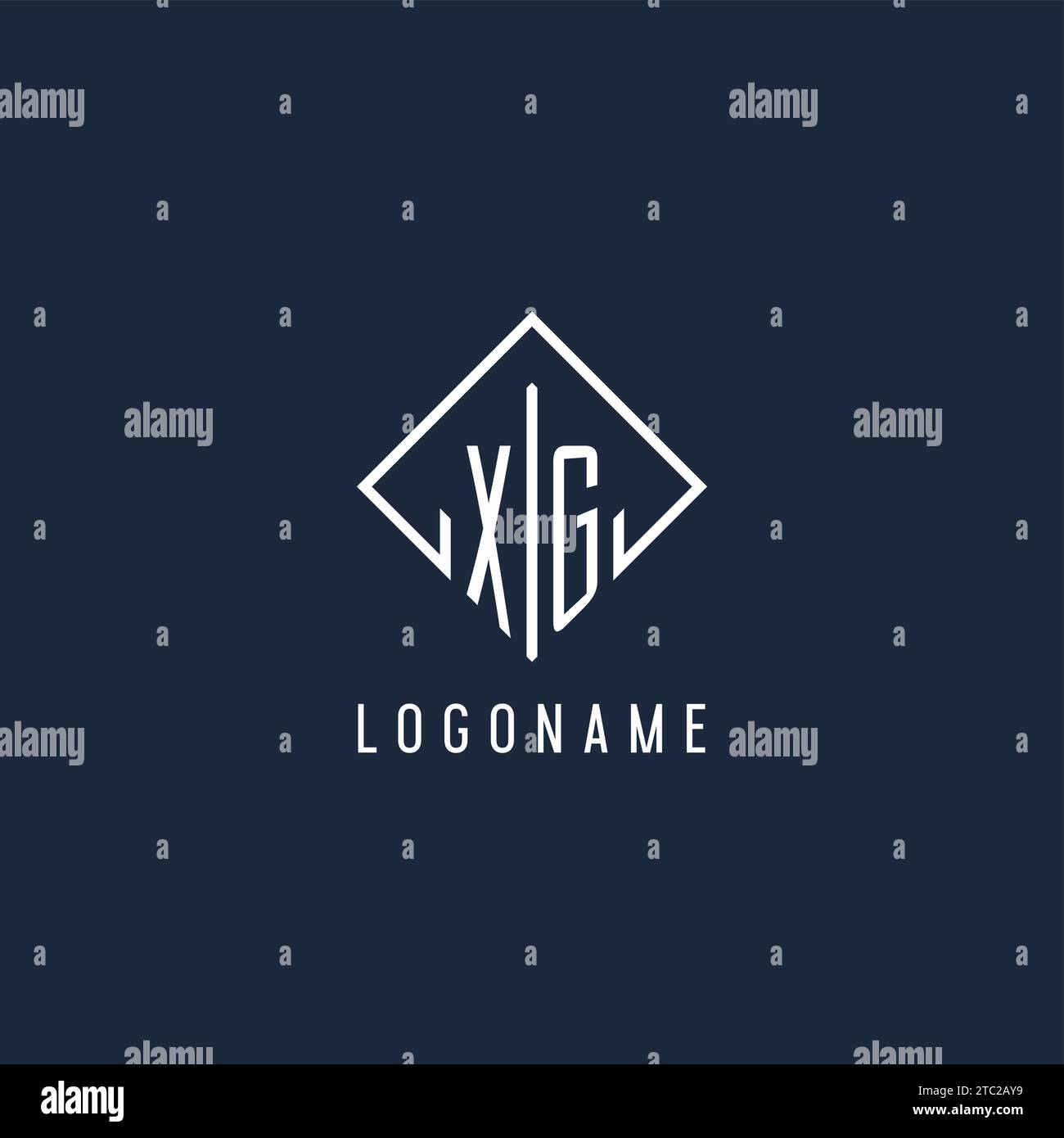 XG initial logo with luxury rectangle style design vector graphic Stock ...